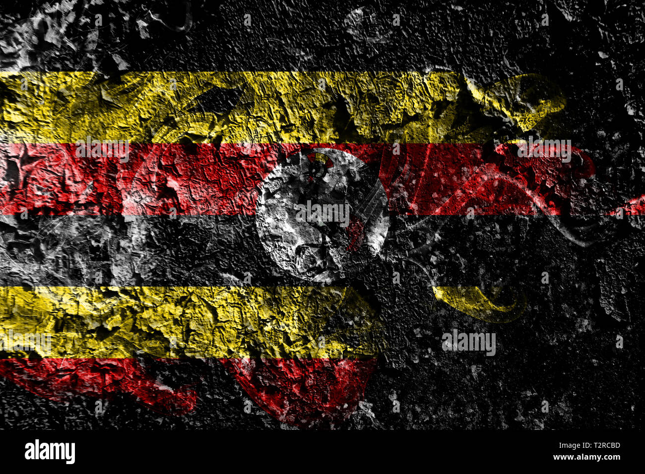 Uganda smoky mystical flag on the old dirty wall background Stock Photo ...