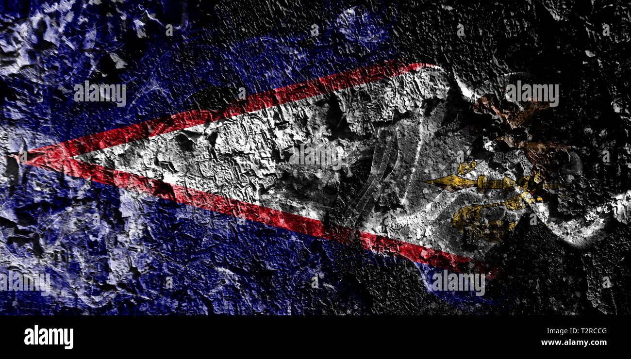 United States - American Samoa smoky mystical flag on the old dirty ...
