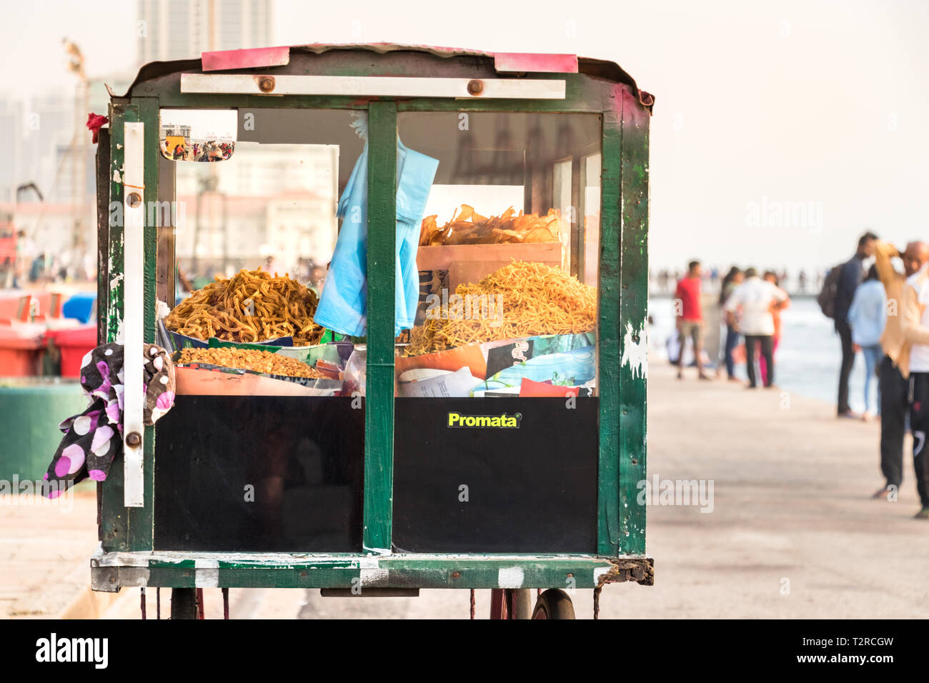 COLOMBO, SRI LANKA - February 19, 2019: Rear view of a street stall ...
