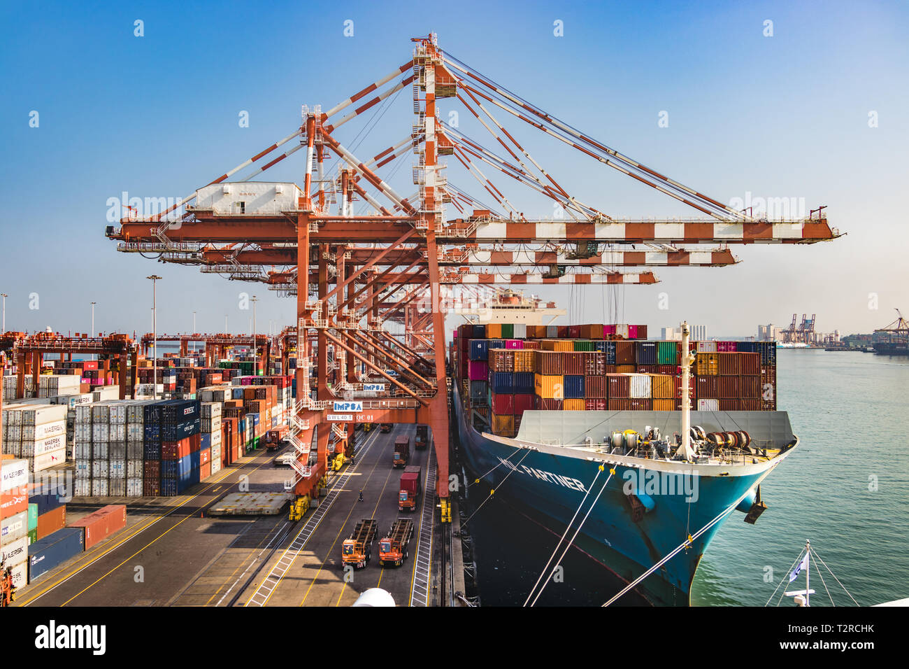 COLOMBO, SRI LANKA - February 19, 2019: Panoramic view of the ship yard ...