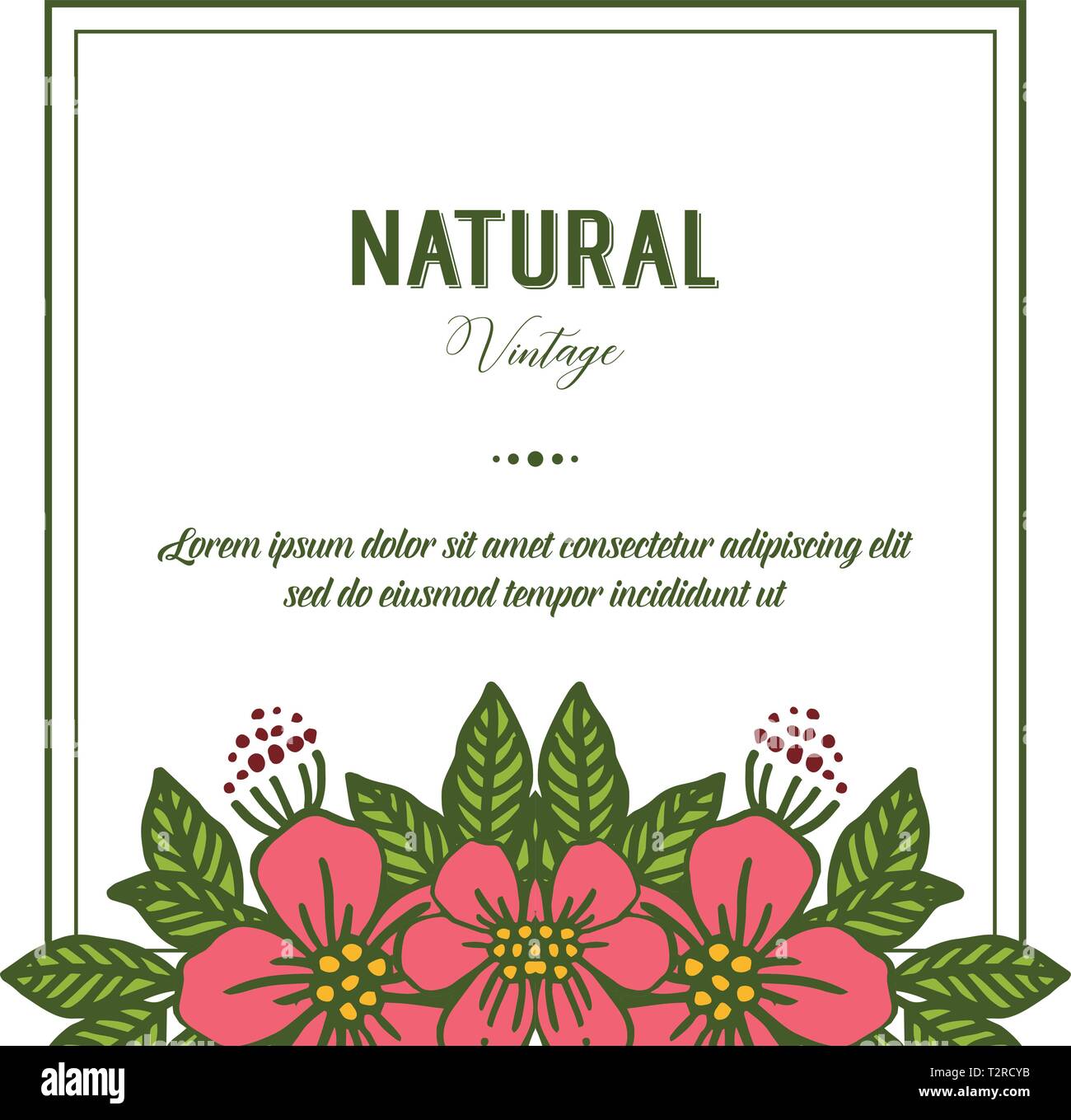 Vector illustration artwork flower frames bloom with natural vintage ...
