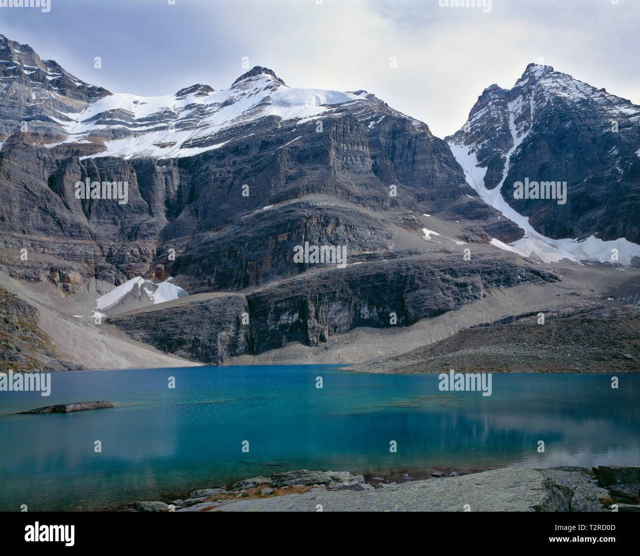 Canada, British Columbia, Yoho National Park, Mt. Lefroy (left) and ...