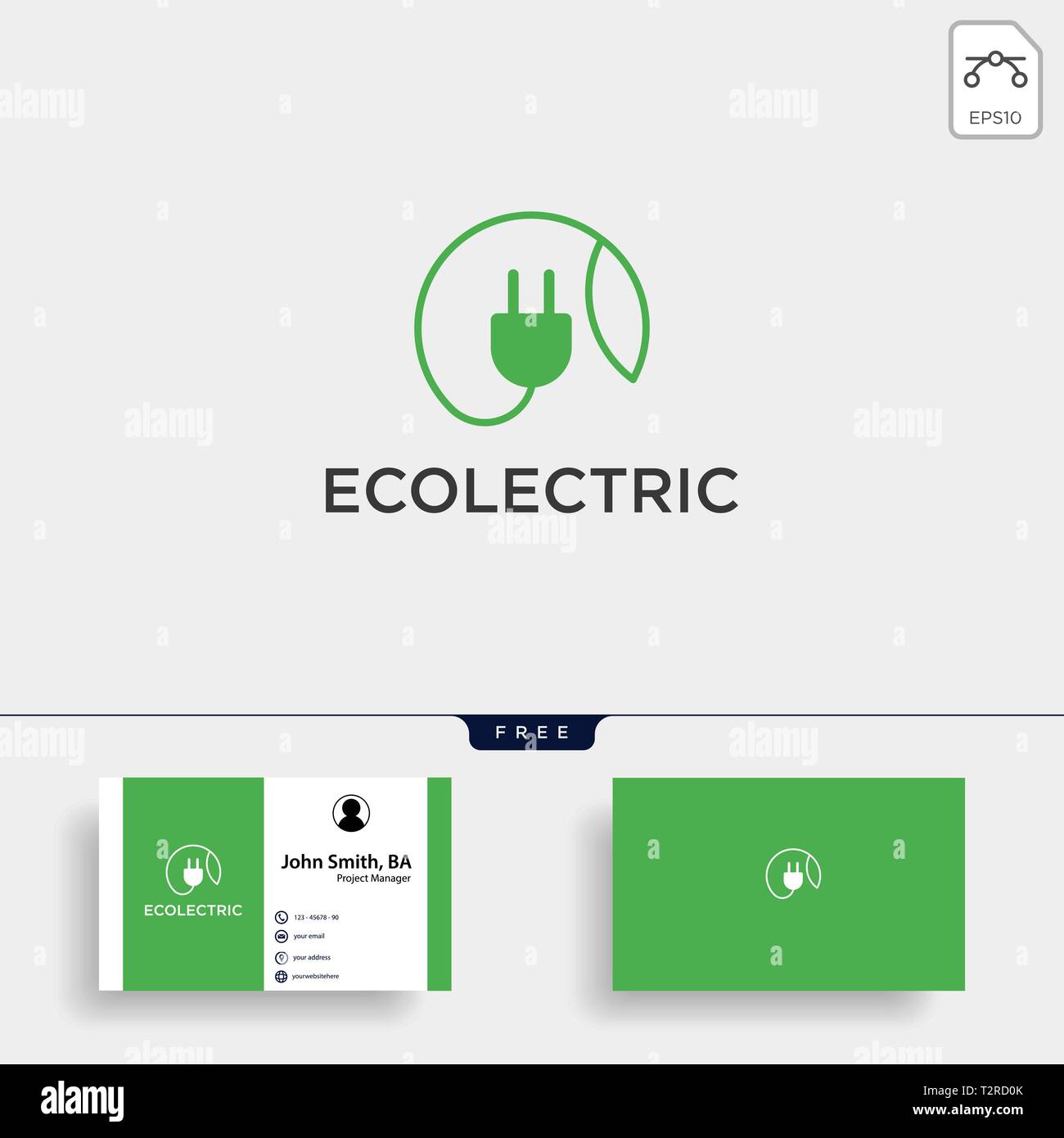 electrical leaf simple line logo template vector illustration icon ...