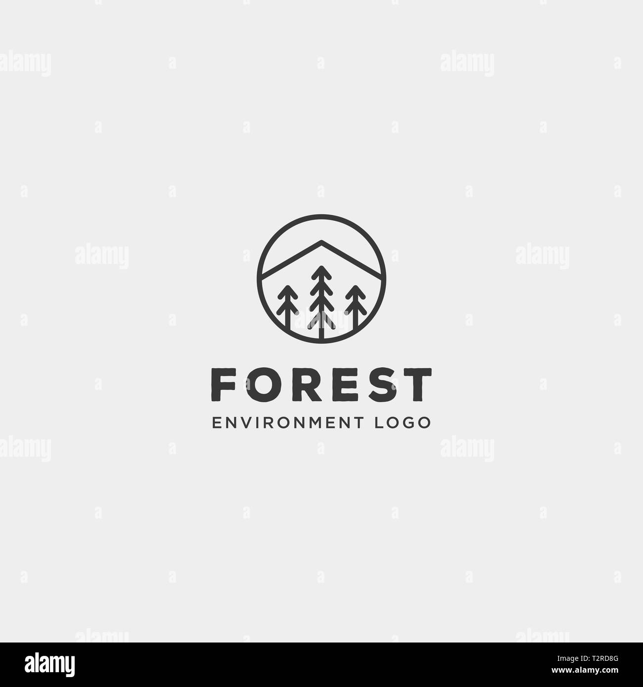 forest nature badge line simple logo template vector illustration icon ...