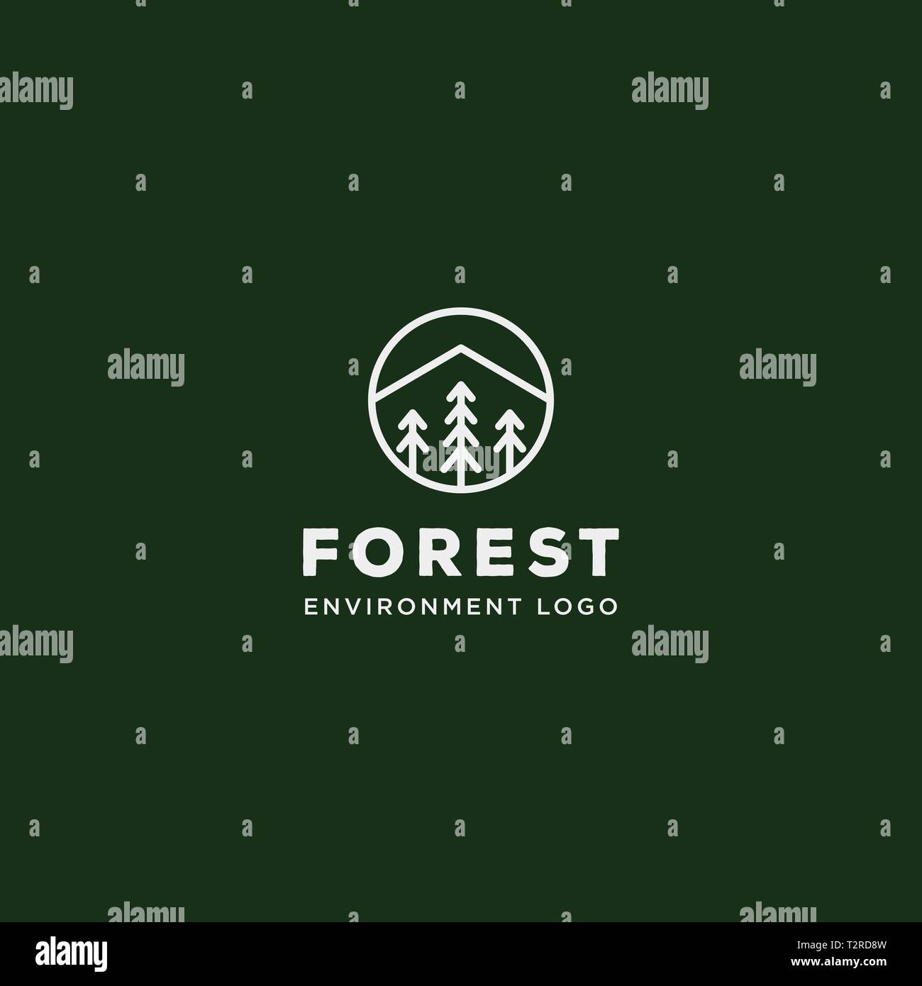 forest nature badge line simple logo template vector illustration icon ...