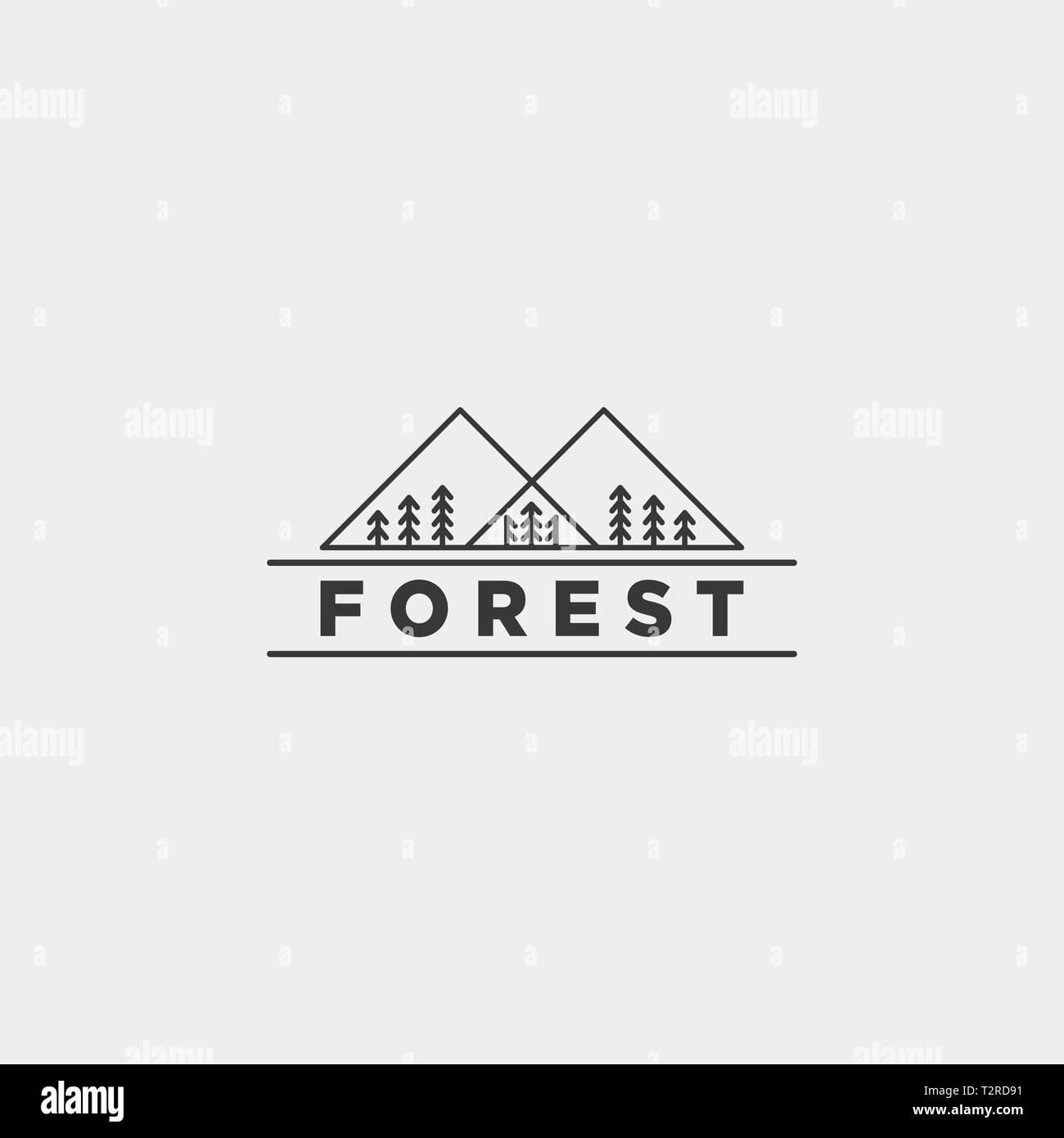 forest nature badge line simple logo template vector illustration icon ...