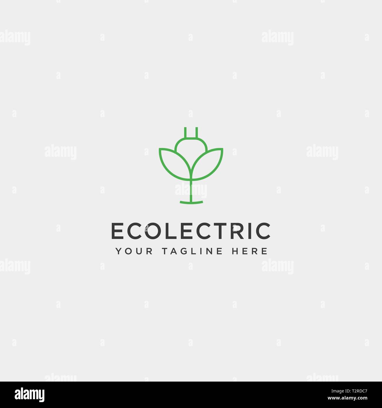 electrical leaf simple line logo template vector illustration icon ...