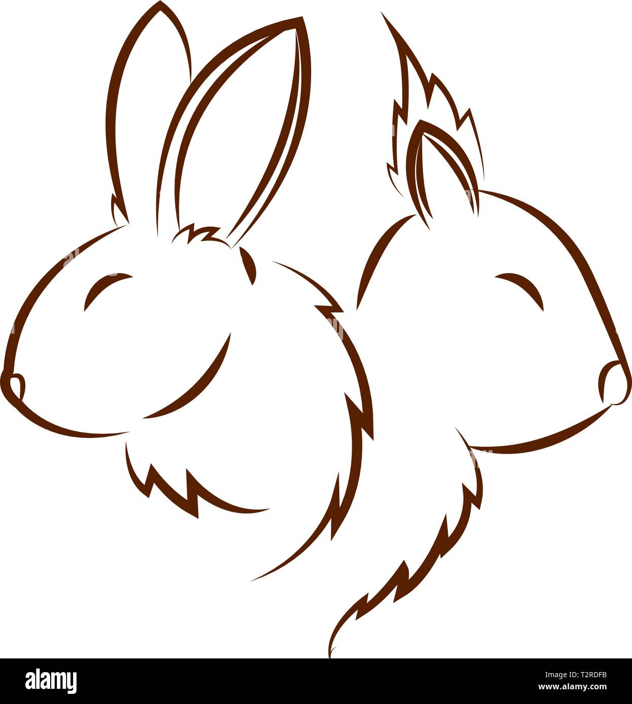 abstract animals draw on a white background, vector illustration design ...