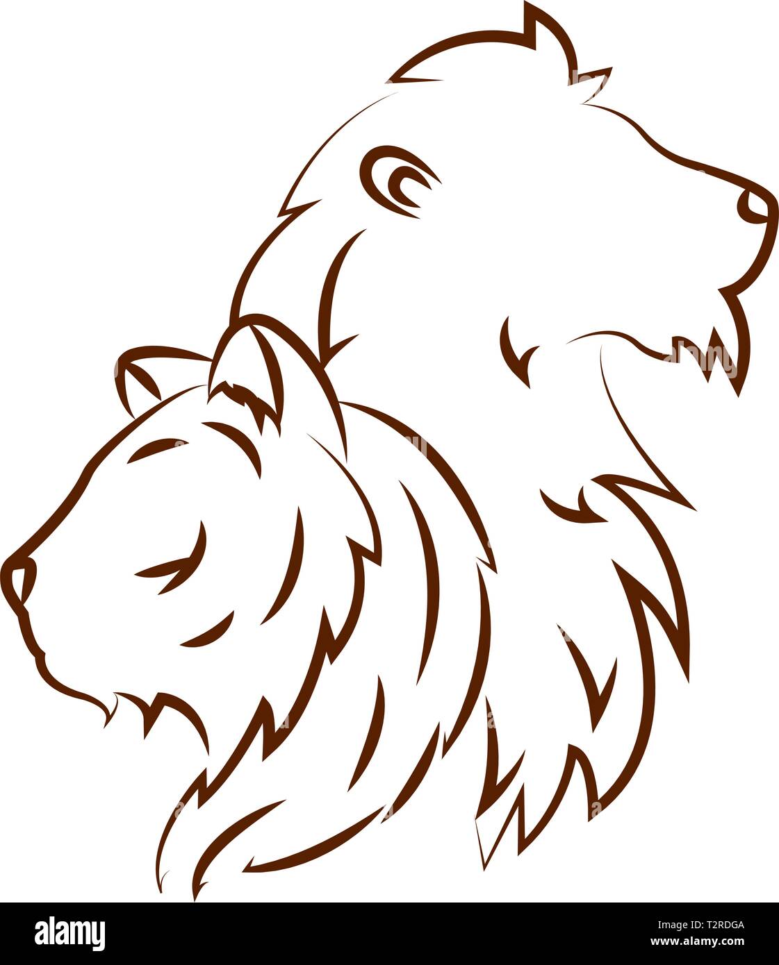 abstract animals draw on a white background, vector illustration design ...