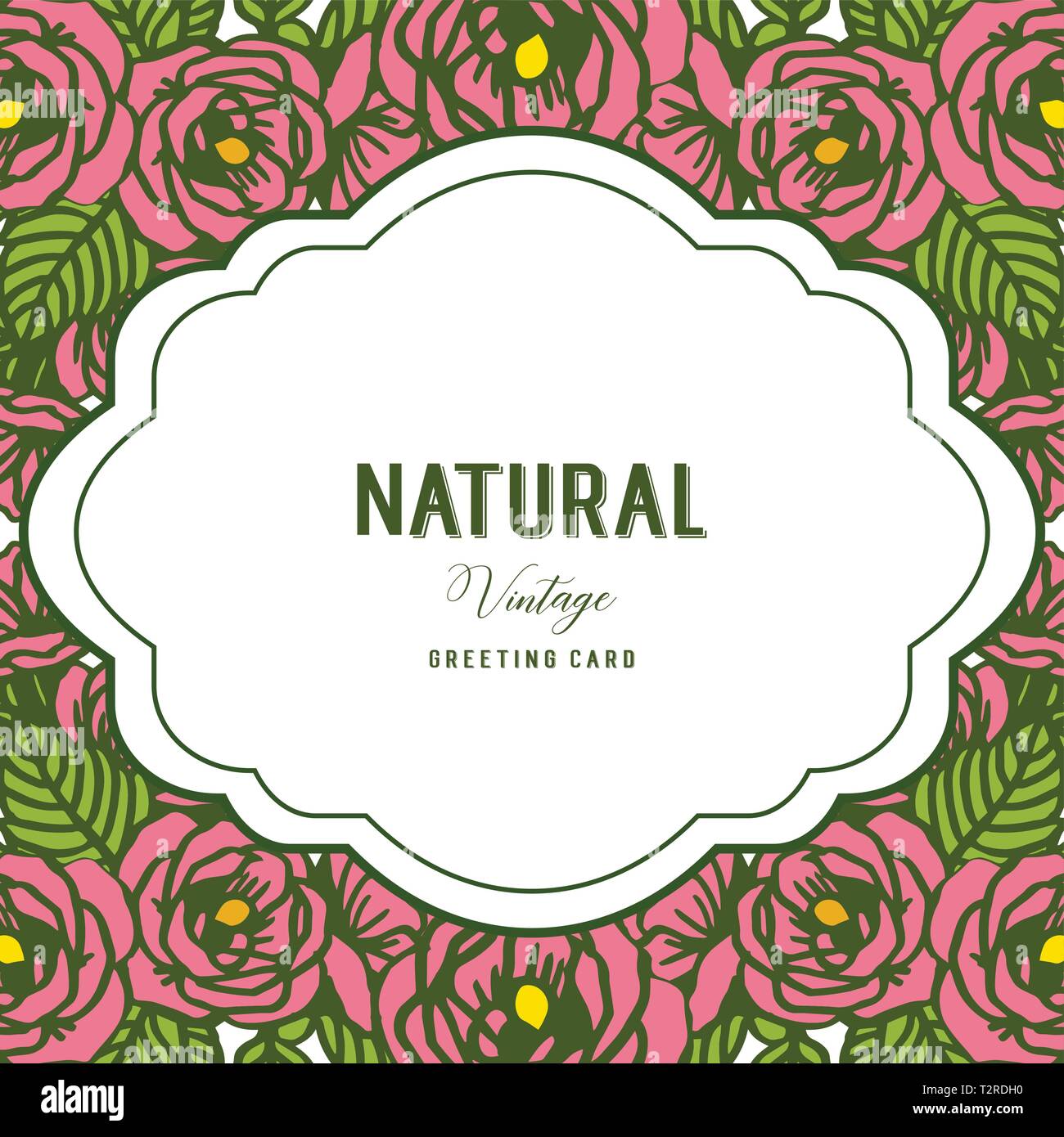 Vector illustration decor natural vintage with crowd of pink rose ...