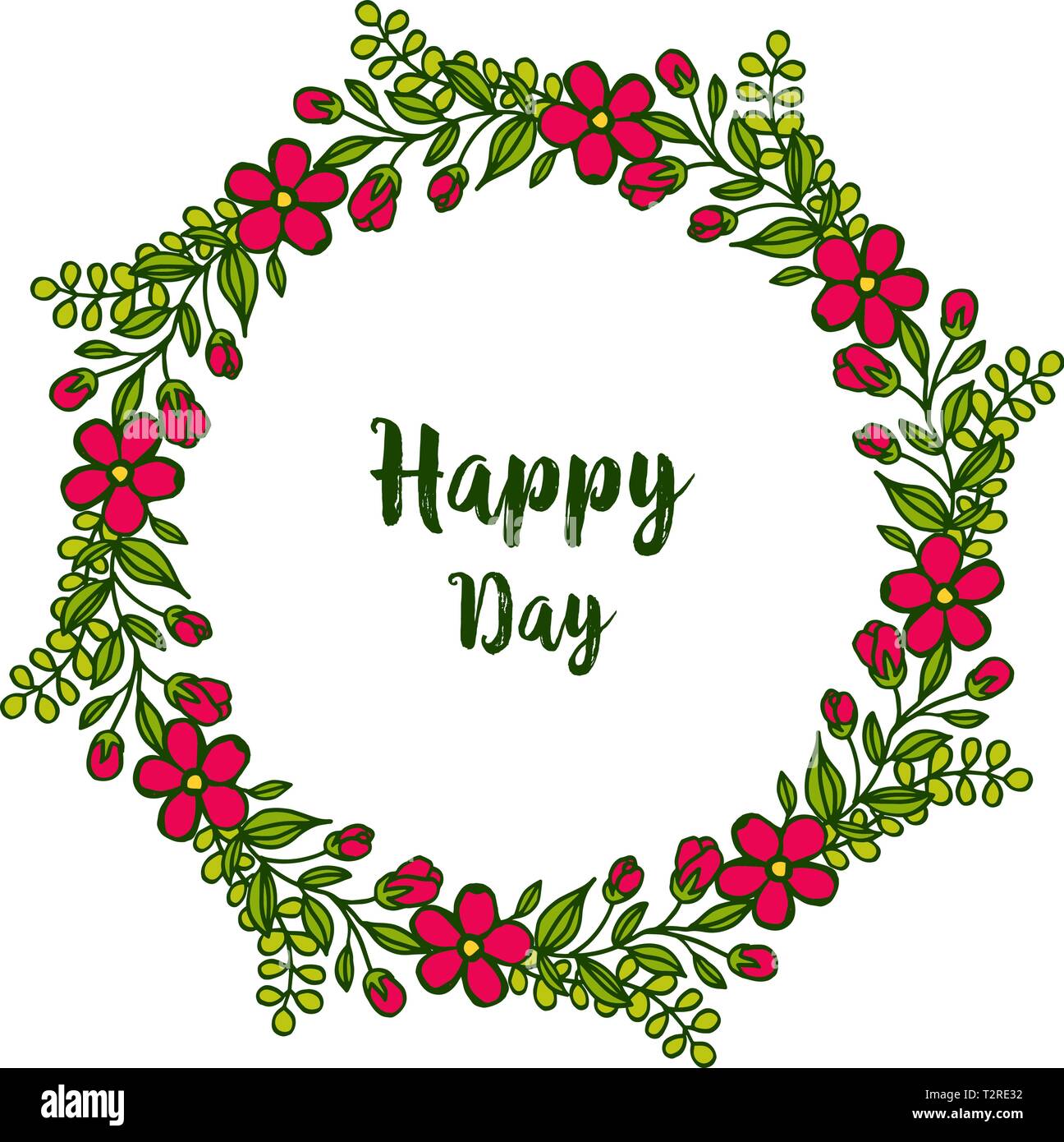 Vector illustration frame flower isolated white background with card ...