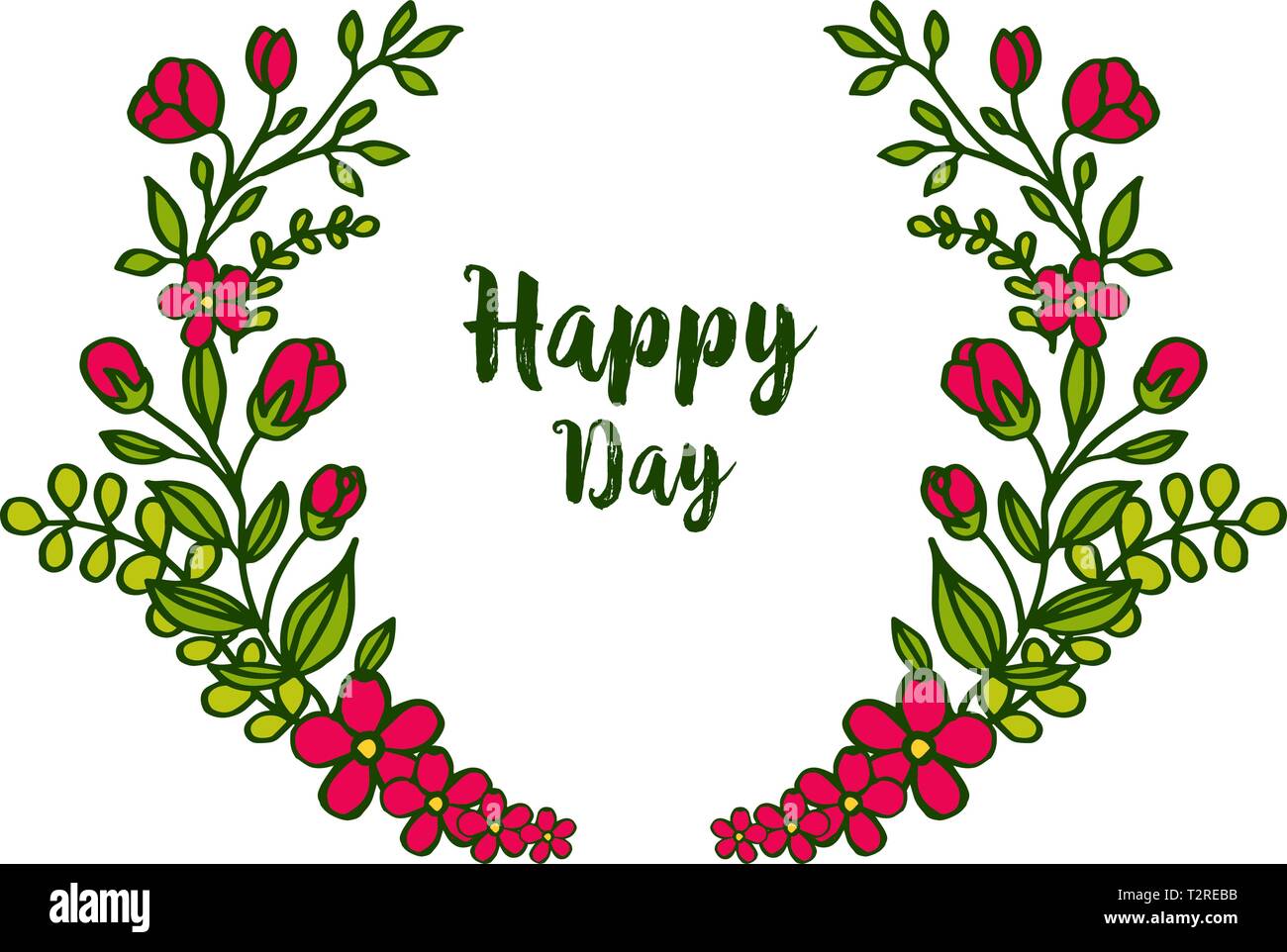 Vector illustration various style flower frame for lettering happy day ...
