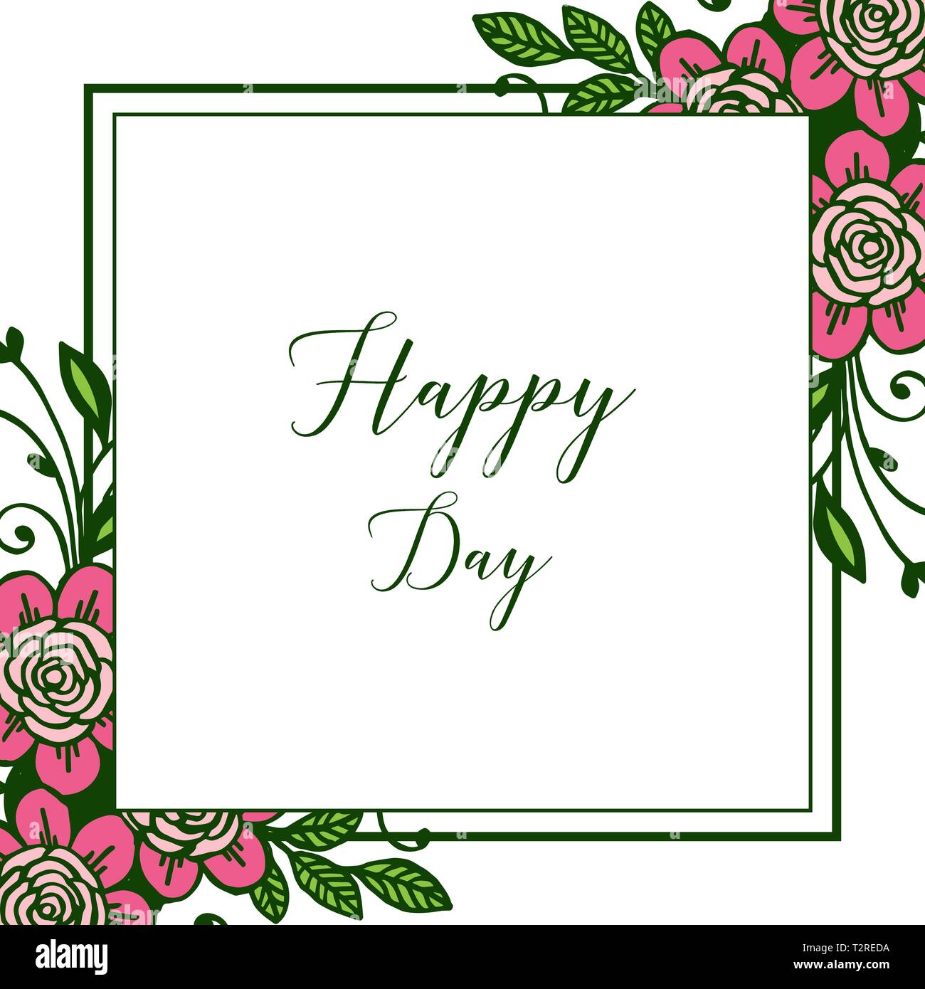 Vector illustration beauty leaf flower frame for card invitation happy ...