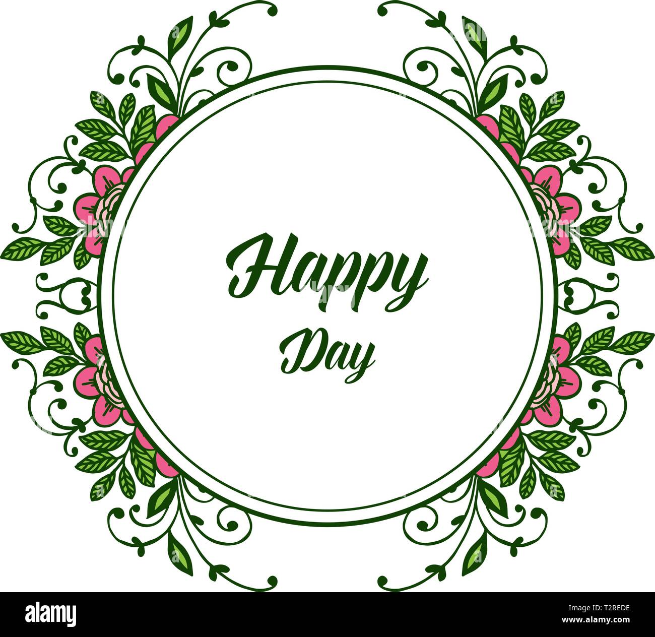 Vector illustration drawing happy day with shape flower frame hand ...