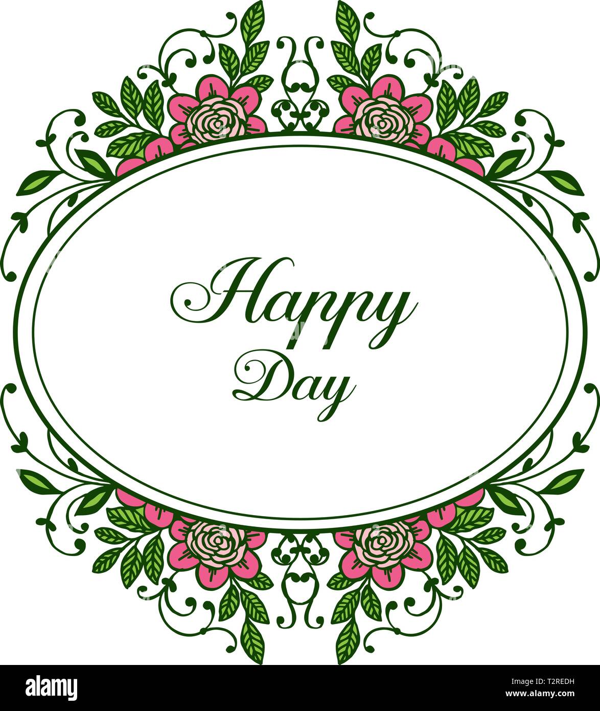 Vector illustration drawing happy day with shape flower frame hand ...