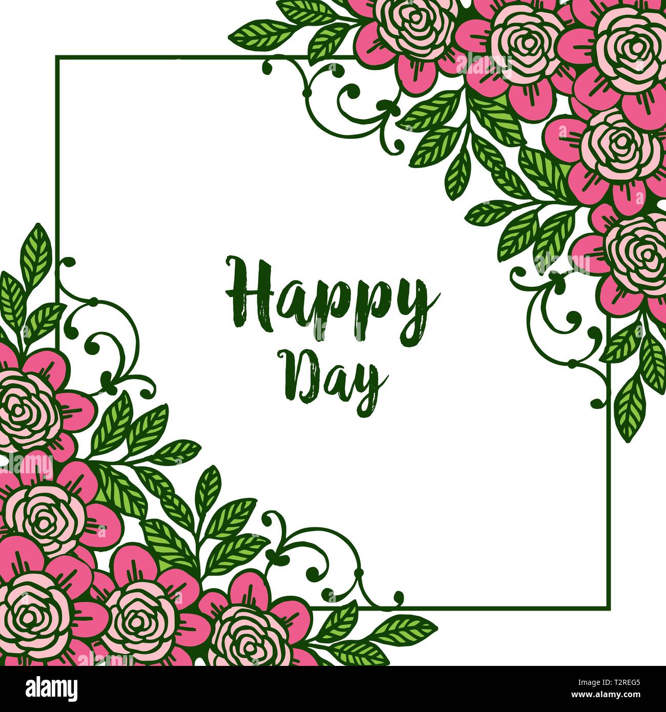 Vector illustration various floral frame for design happy day hand ...