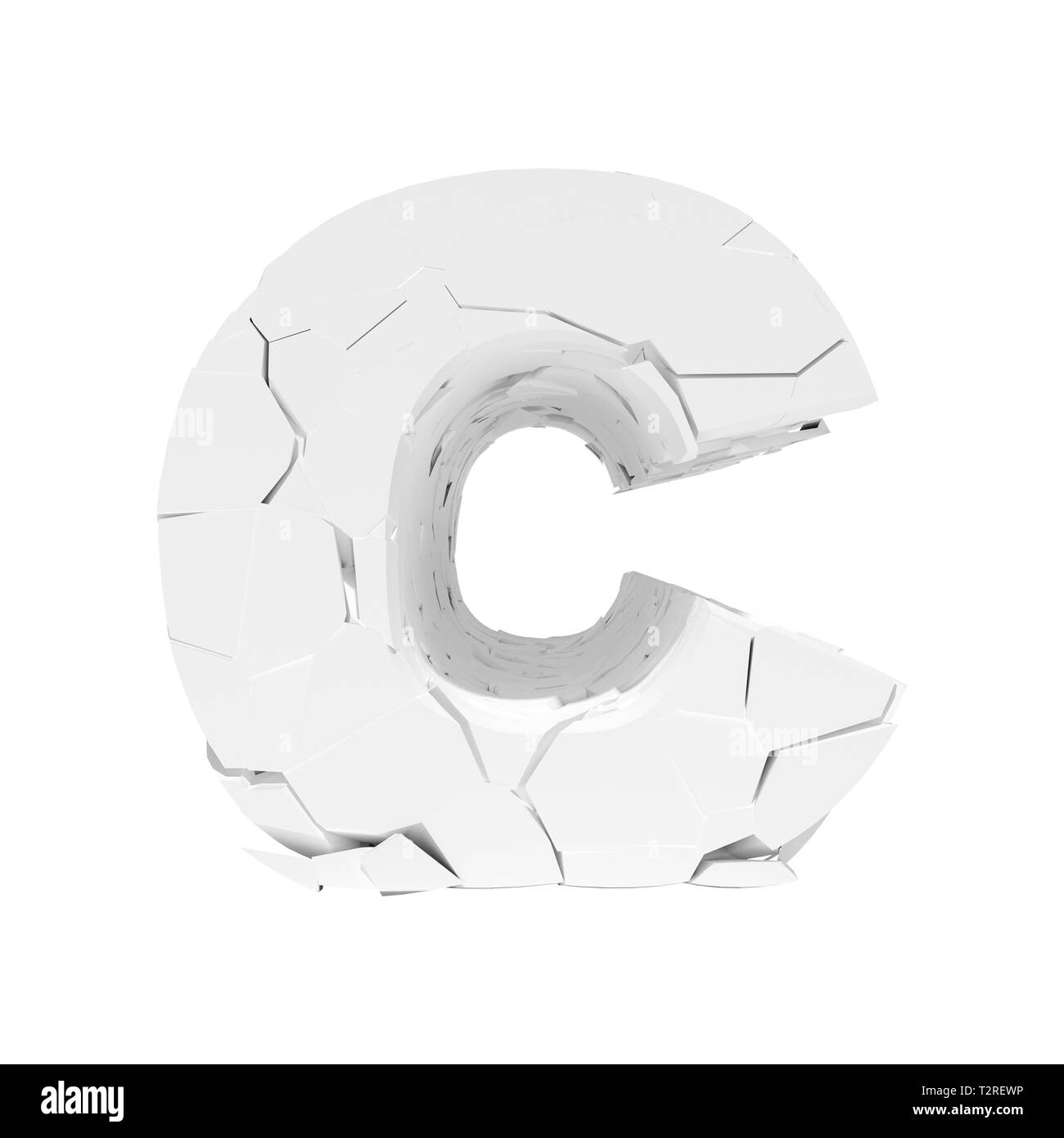 White 3d foam letter C cracked text Stock Photo - Alamy