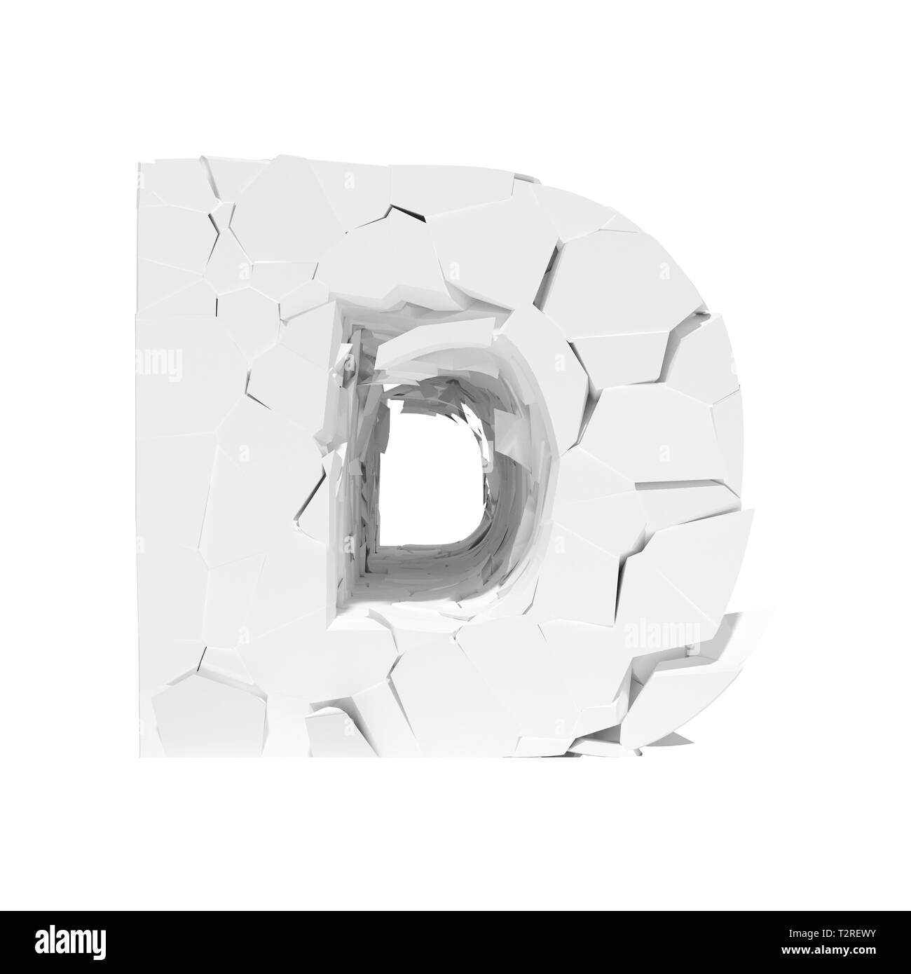 White 3d foam letter D cracked text Stock Photo - Alamy