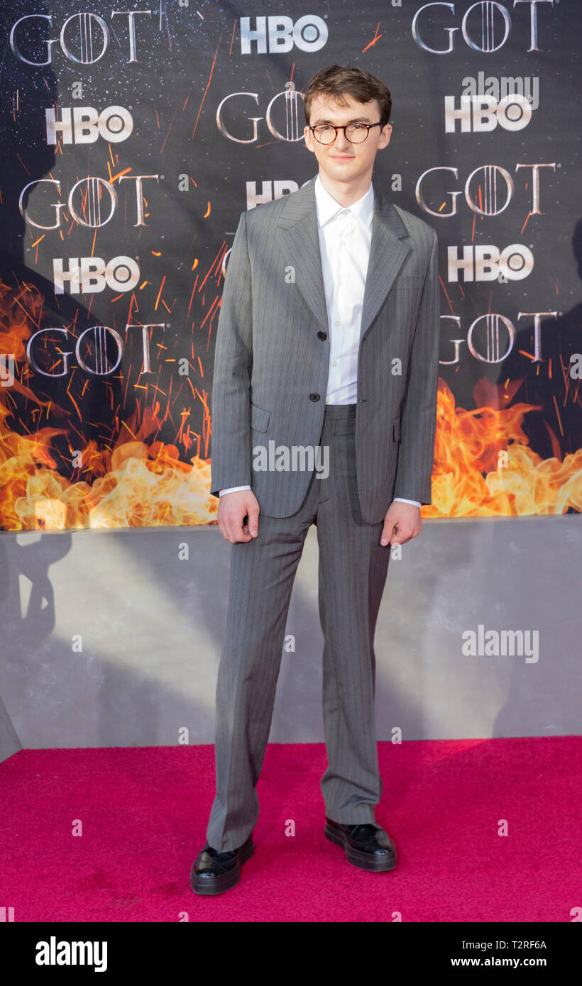 New York, NY - April 3, 2019: Isaac Hempstead Wright attends HBO Game ...