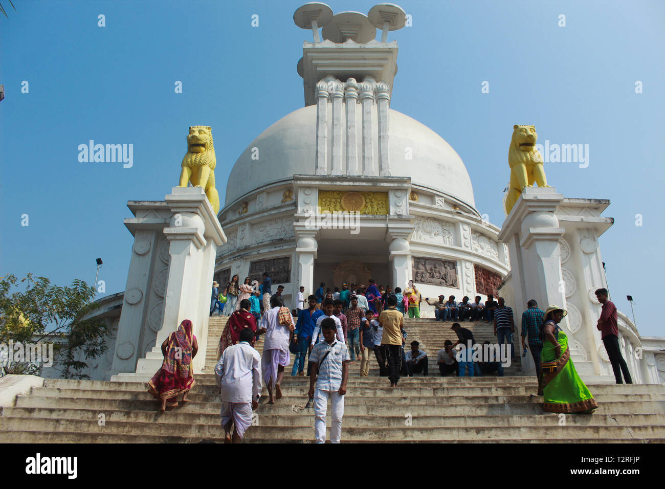 wide angle view of dhauli temple with visitors near daya river Stock ...