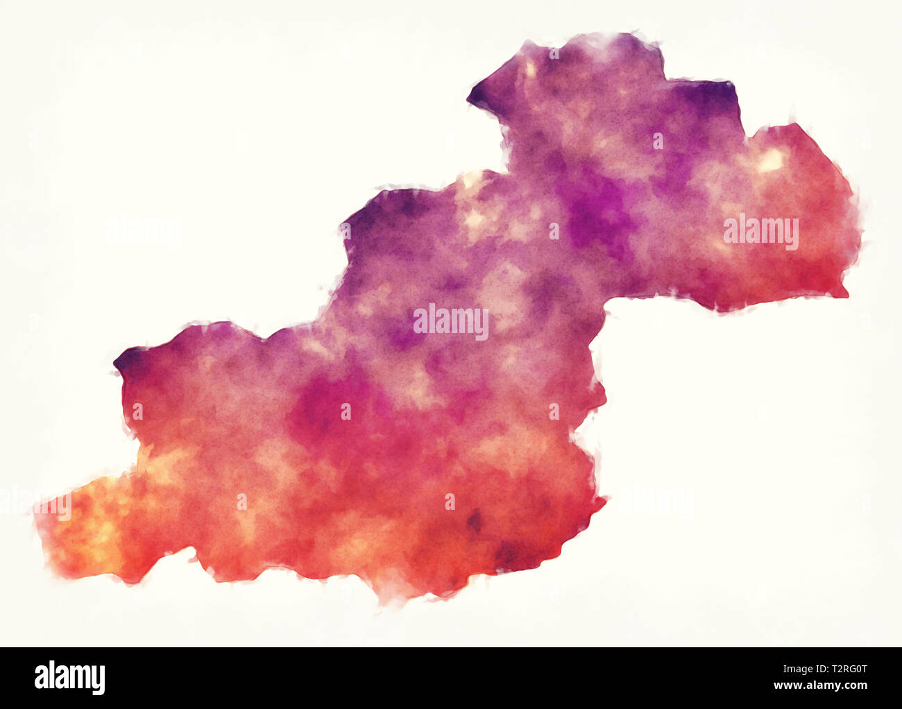 Ghowr watercolor province map of Afghanistan Stock Photo - Alamy