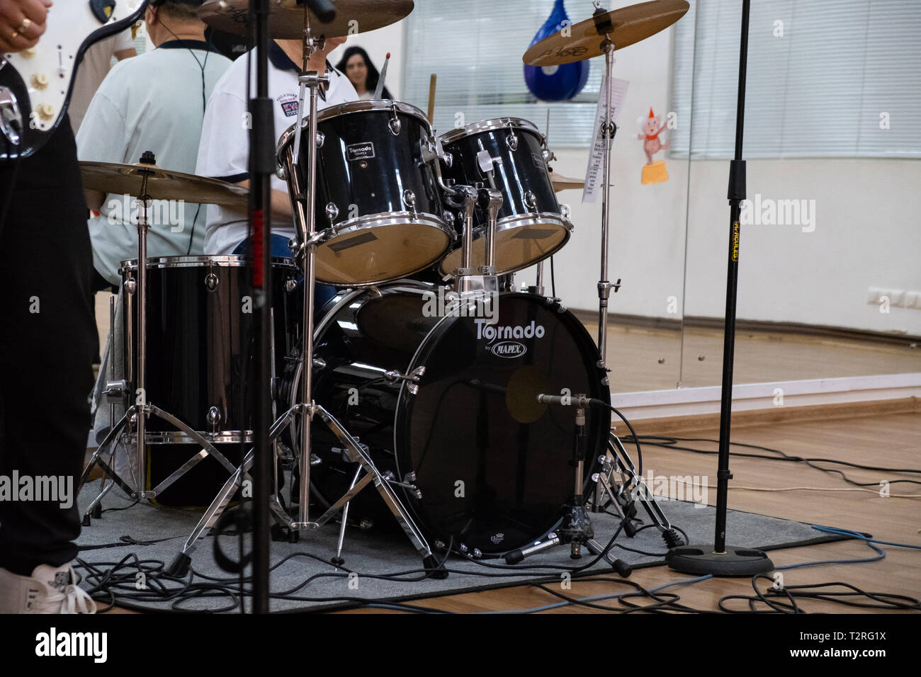 Drummer playing his kit. Drums close up Stock Photo - Alamy