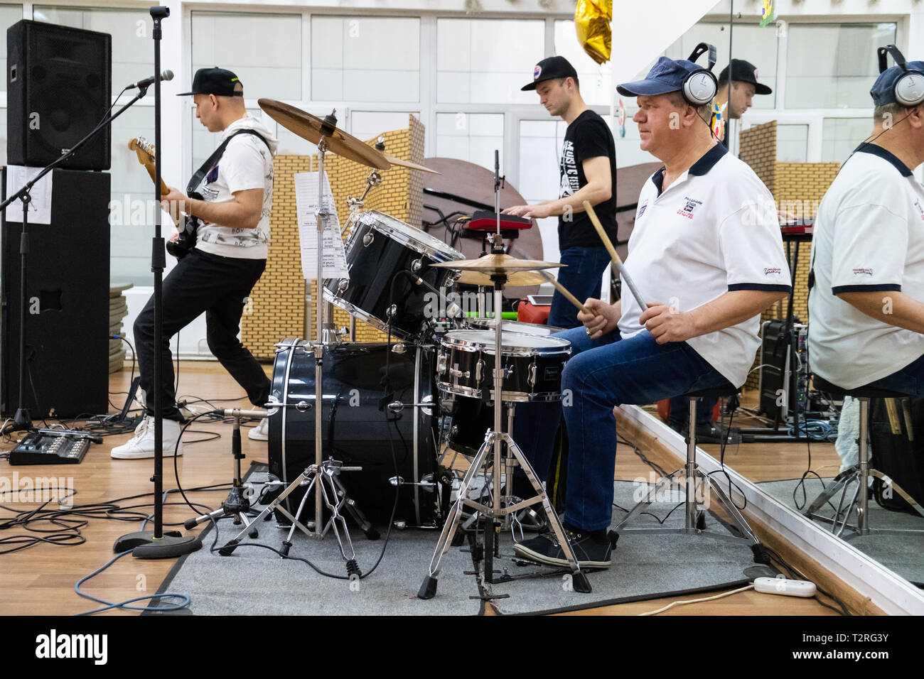 Drummer playing his kit. Drums close up Stock Photo - Alamy