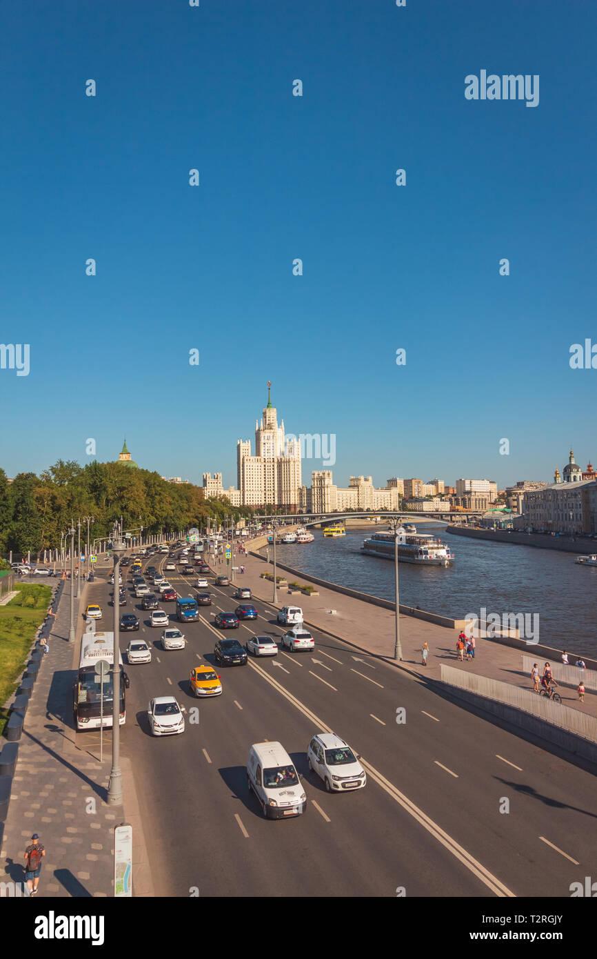 Moscow, Russia - July 31, 2018: Highway in Moscow with traffic and ...