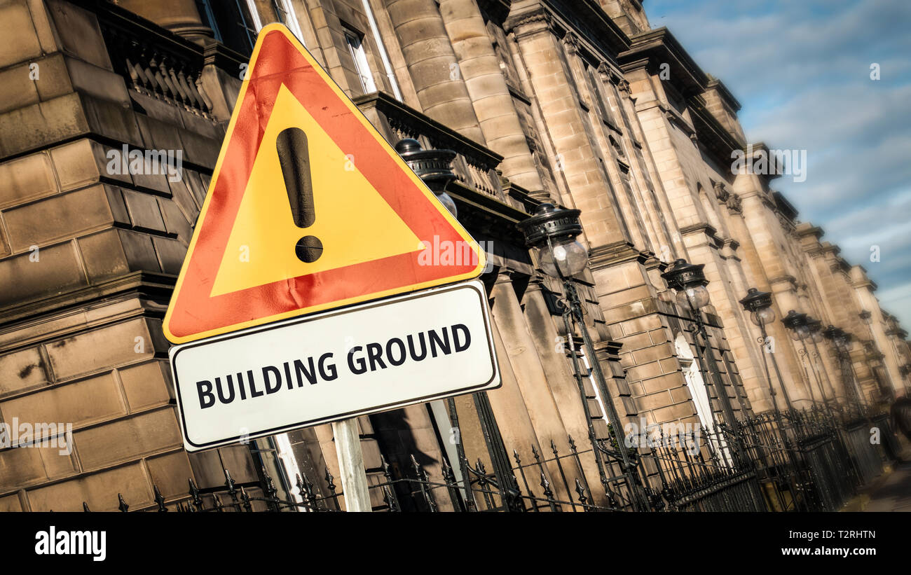 Street Sign BUILDING GROUND Stock Photo - Alamy