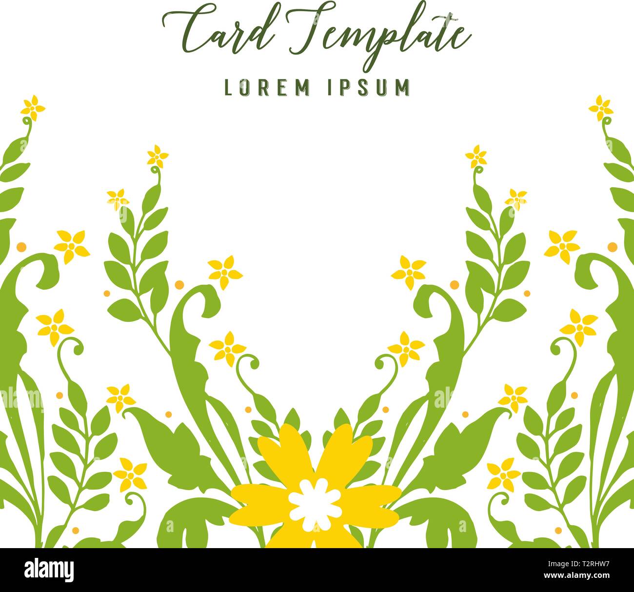 Vector illustration yellow flower frame with design of card template ...