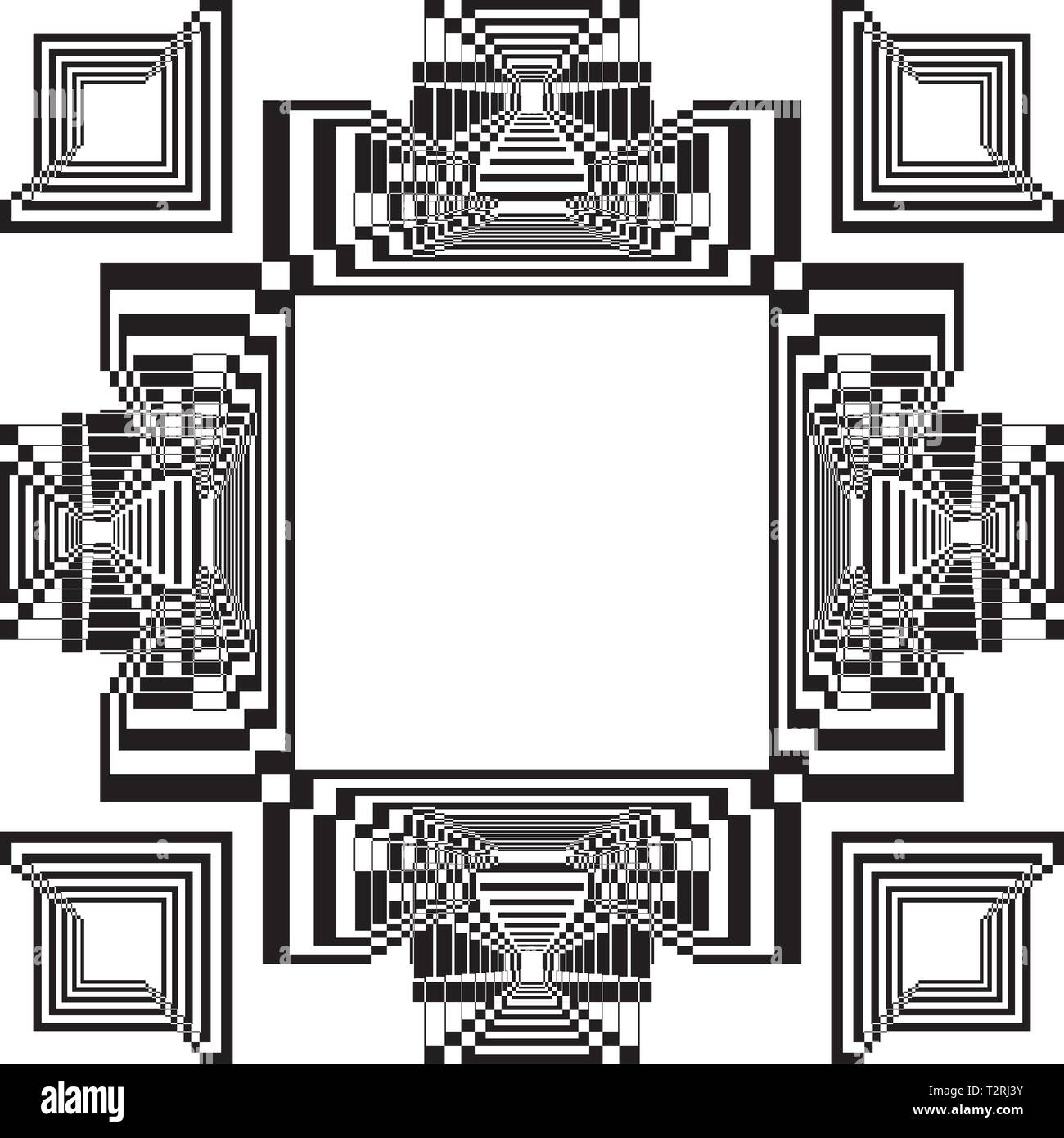 Abstract Tower Exit Plan Virtual Space Multiple Perspective black on ...