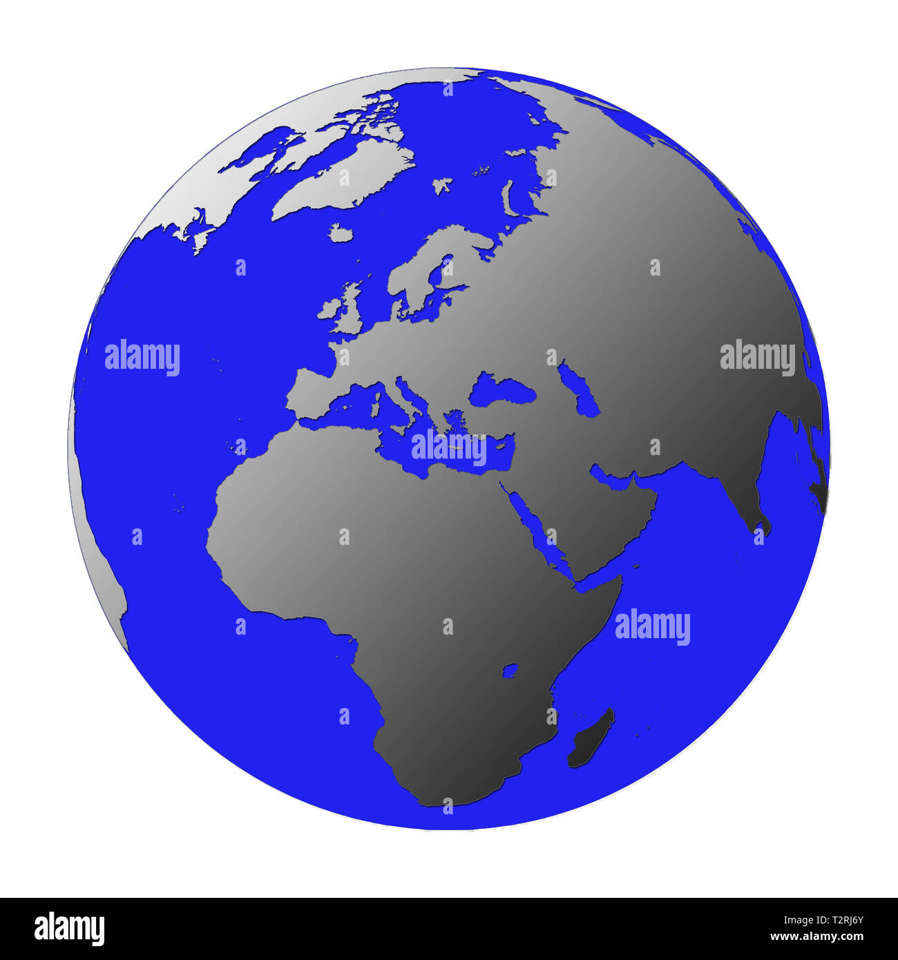 A globe in 3D optics. Showing Europe, Africa and parts of Asia Stock ...