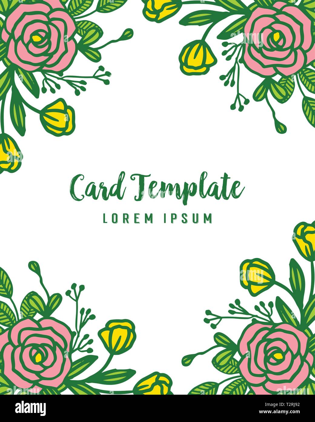 Vector illustration lettering of card template with frames flower ...