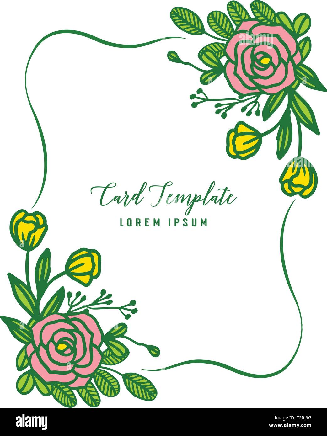 Vector illustration writing of card template with various style leaf ...