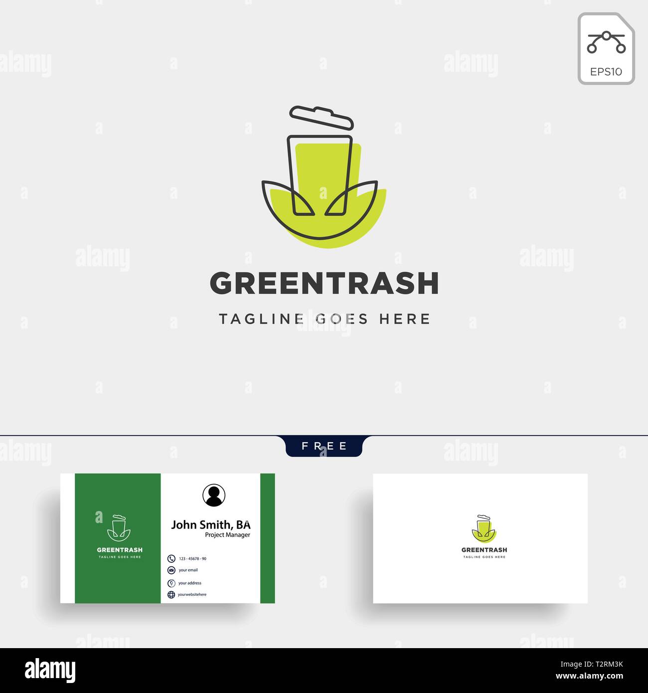 recycle trash green leaf simple line logo template vector illustration ...