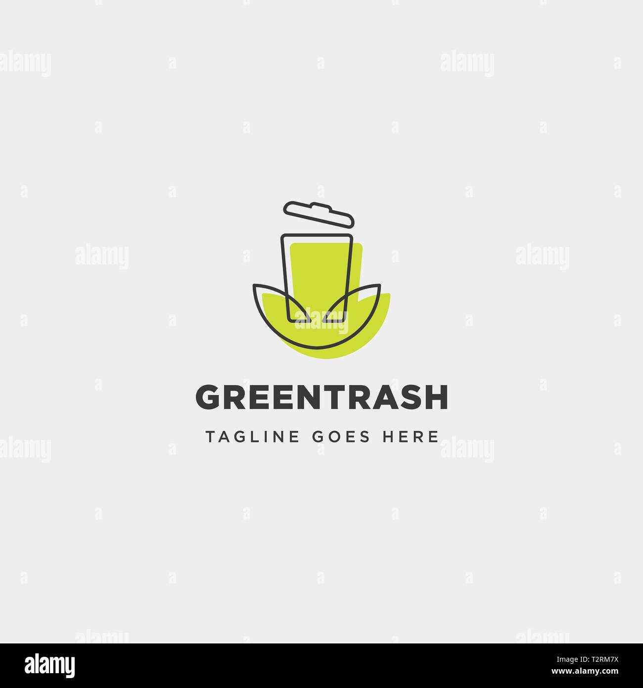 recycle trash green leaf simple line logo template vector illustration ...