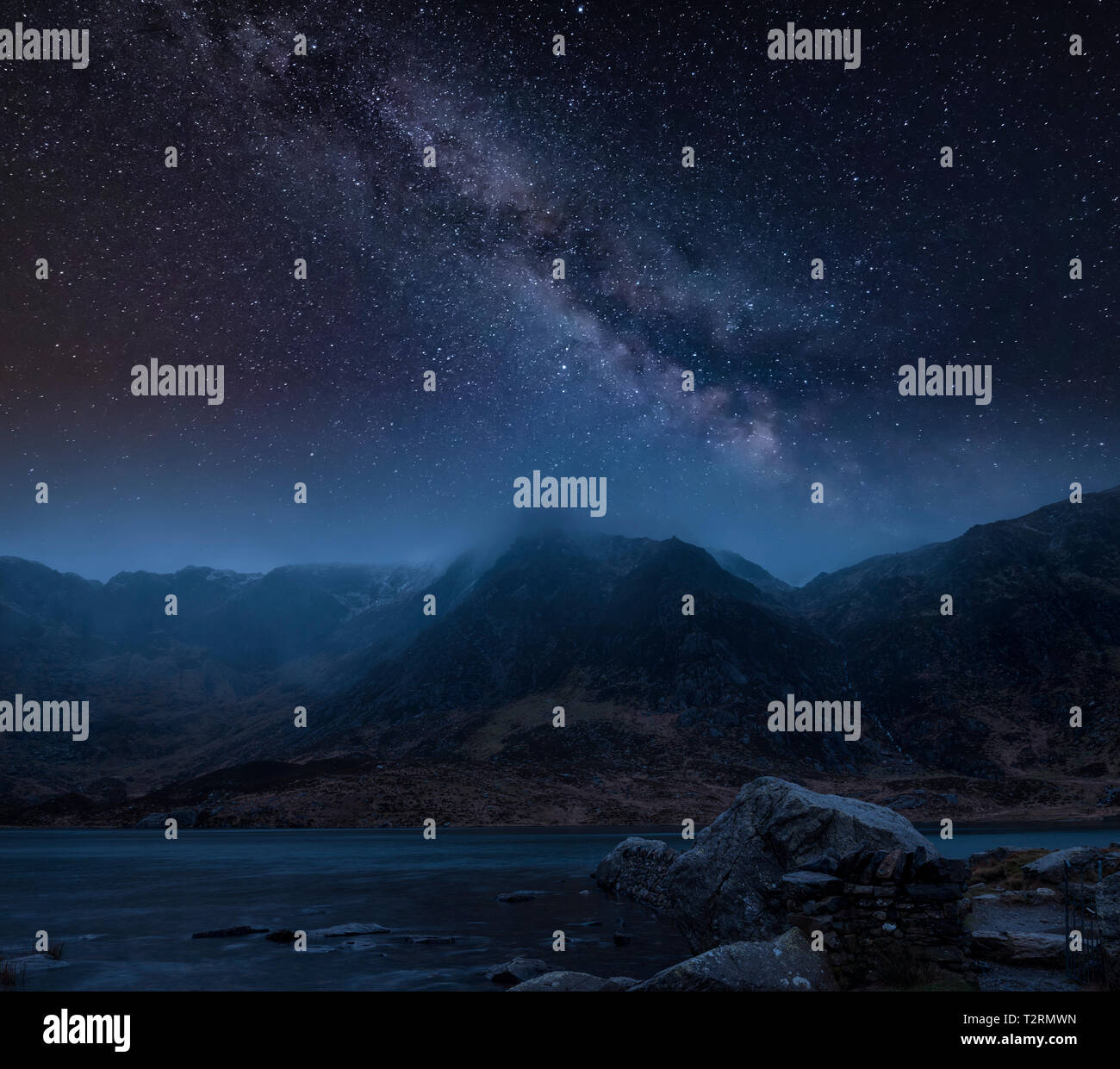 Digtial composite image of Winter landscape of snowcapped Mountain ...