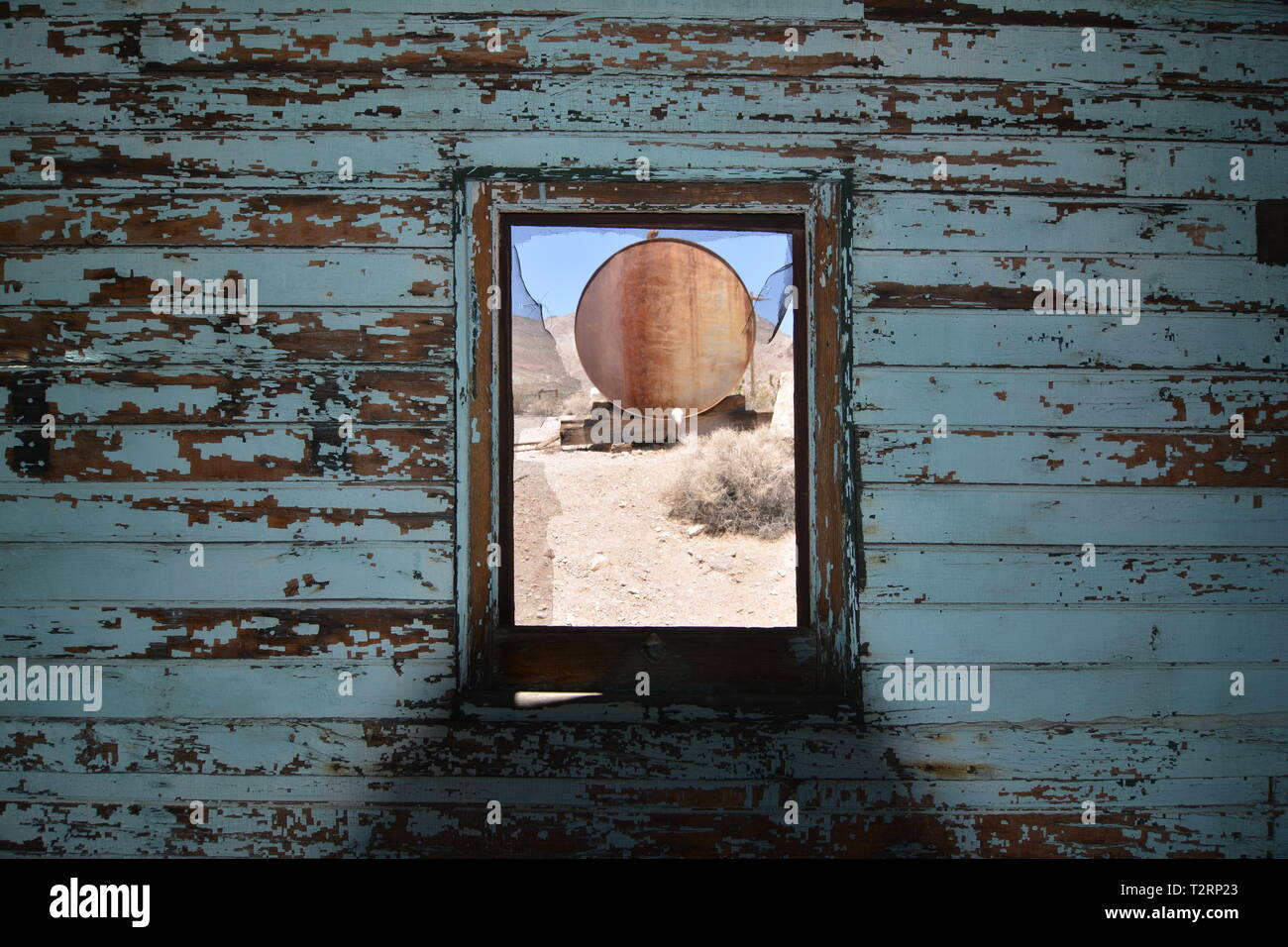 Ruins of Building-Interior- at Rhyolite Ghost Town in Nevada Stock ...