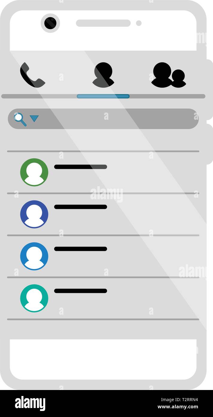 Isolated contact list in a smartphone. Mobile app. Vector illustration ...