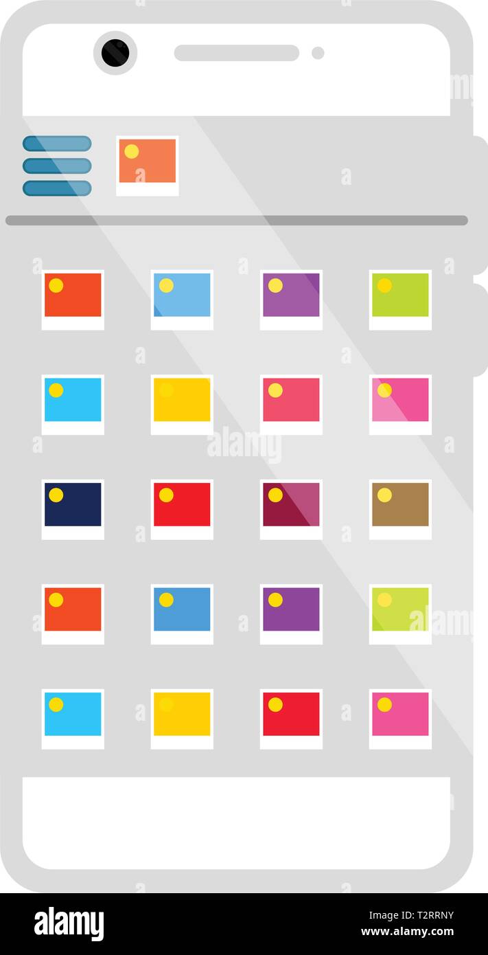 Isolated picture gallery in a smartphone. Mobile app. Vector ...