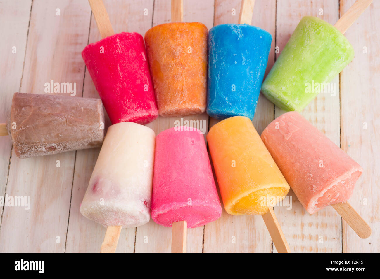Different colors iced popsicles Stock Photo - Alamy