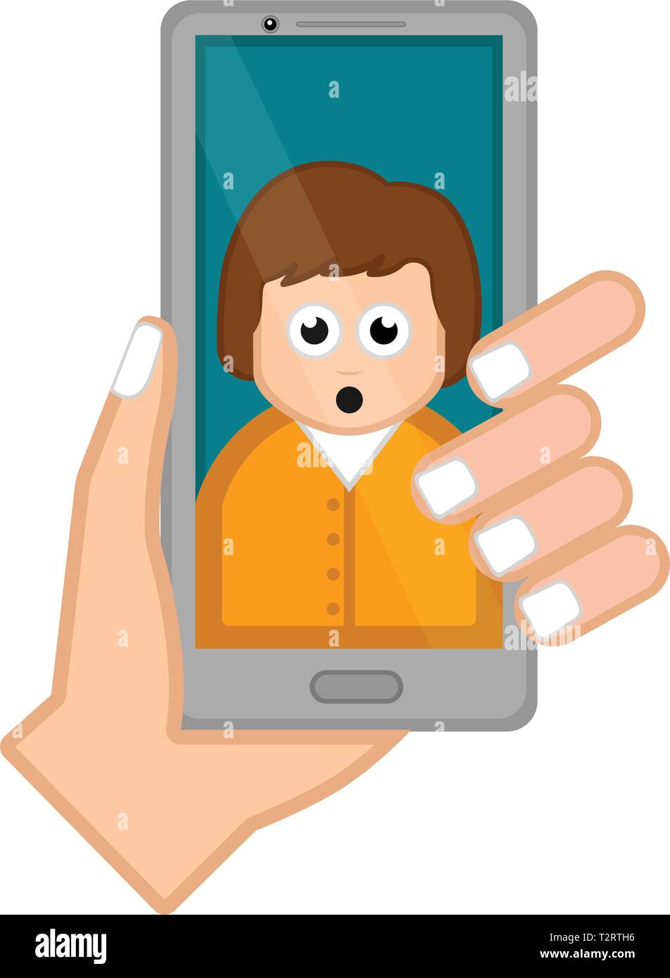 Hand holding a smartphone taking a photo. Vector illustration design ...
