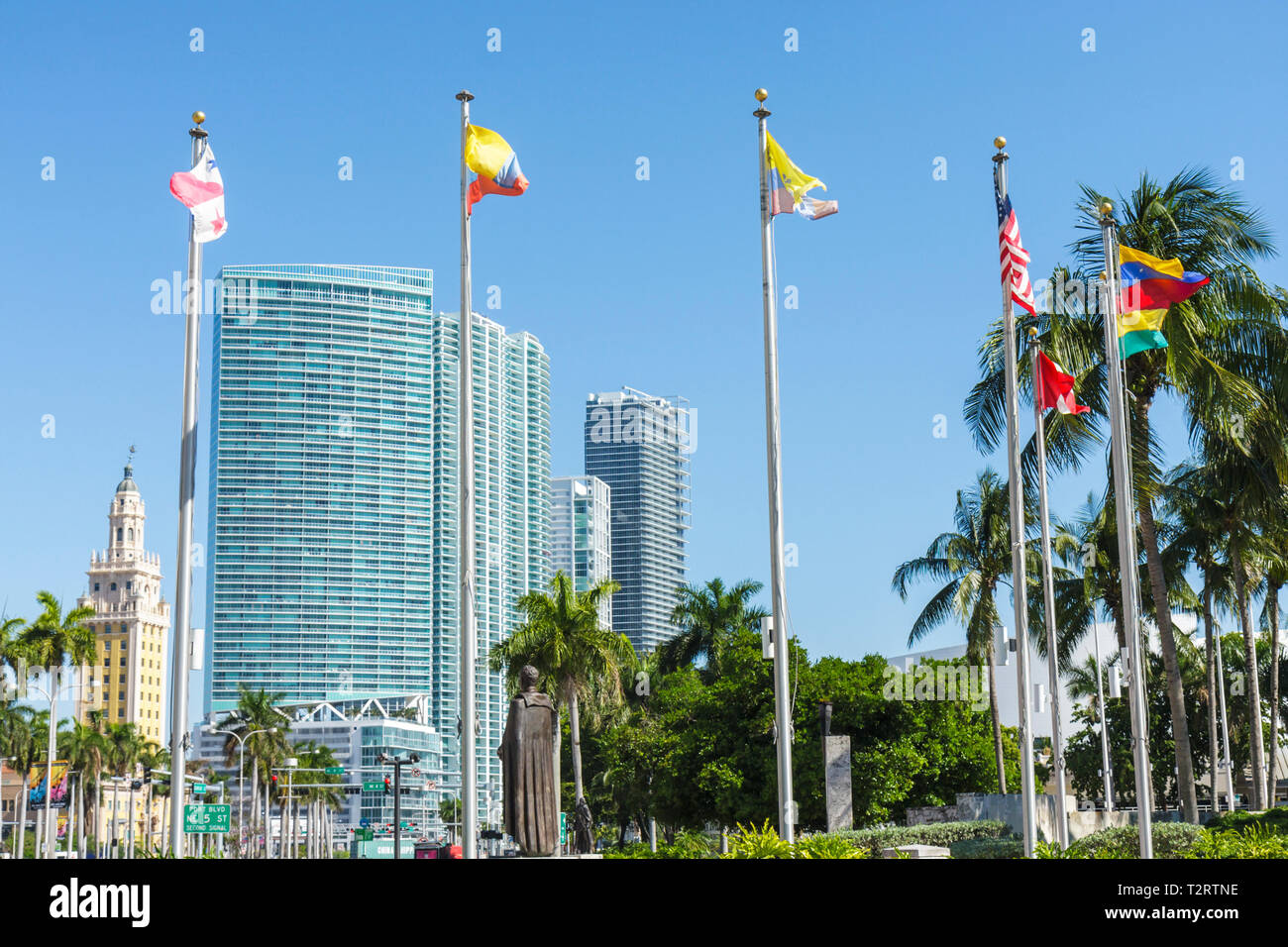 Miami Florida,Biscayne Boulevard,Freedom Tower,symbol. landmark,high ...