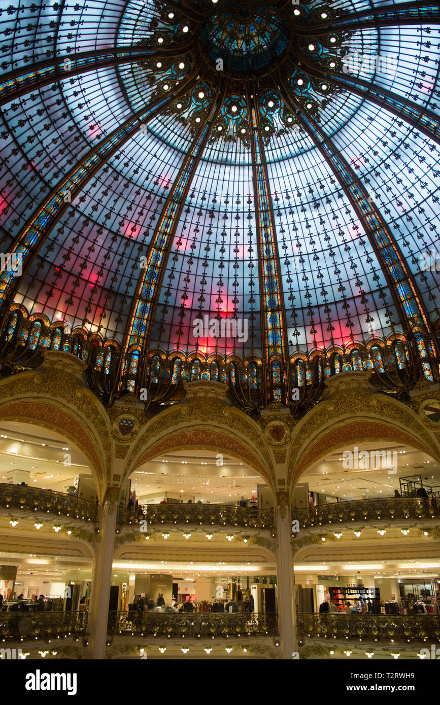 Beautiful Ceiling of the Galeries Lafayette-Paris Stock Photo - Alamy