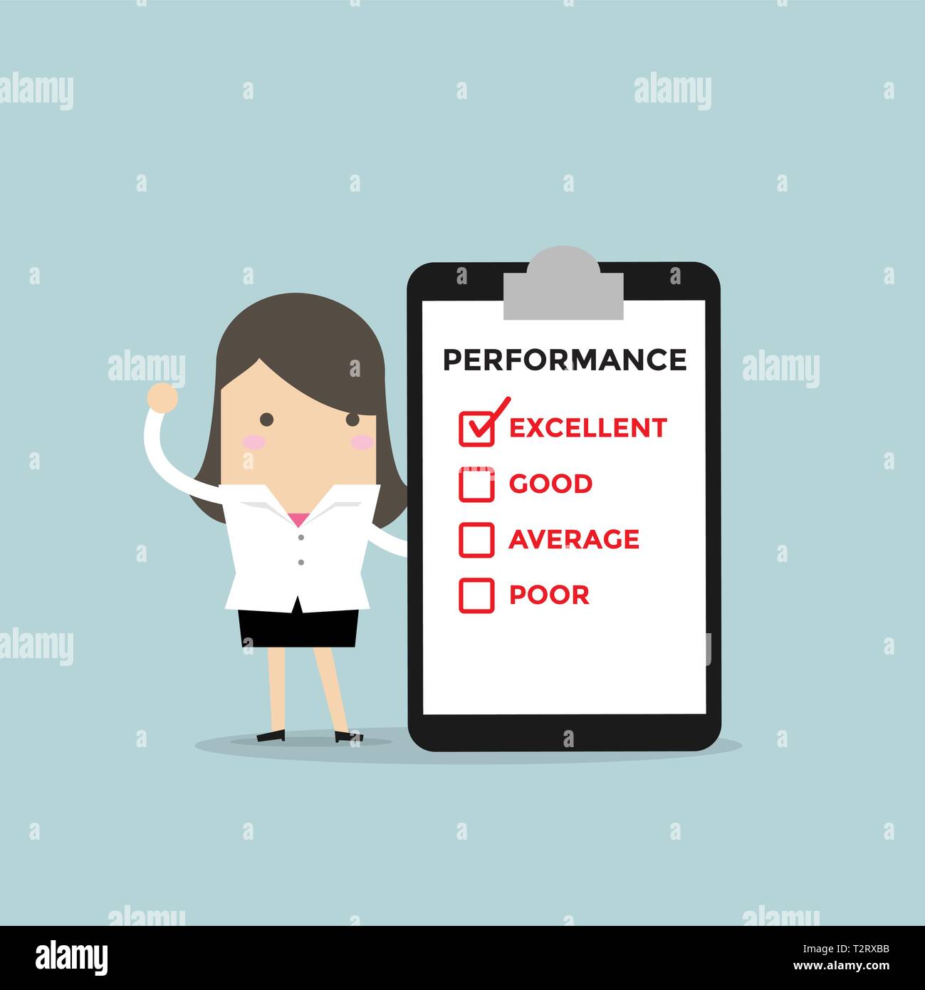 Businesswoman with performance check list Stock Vector Image & Art - Alamy