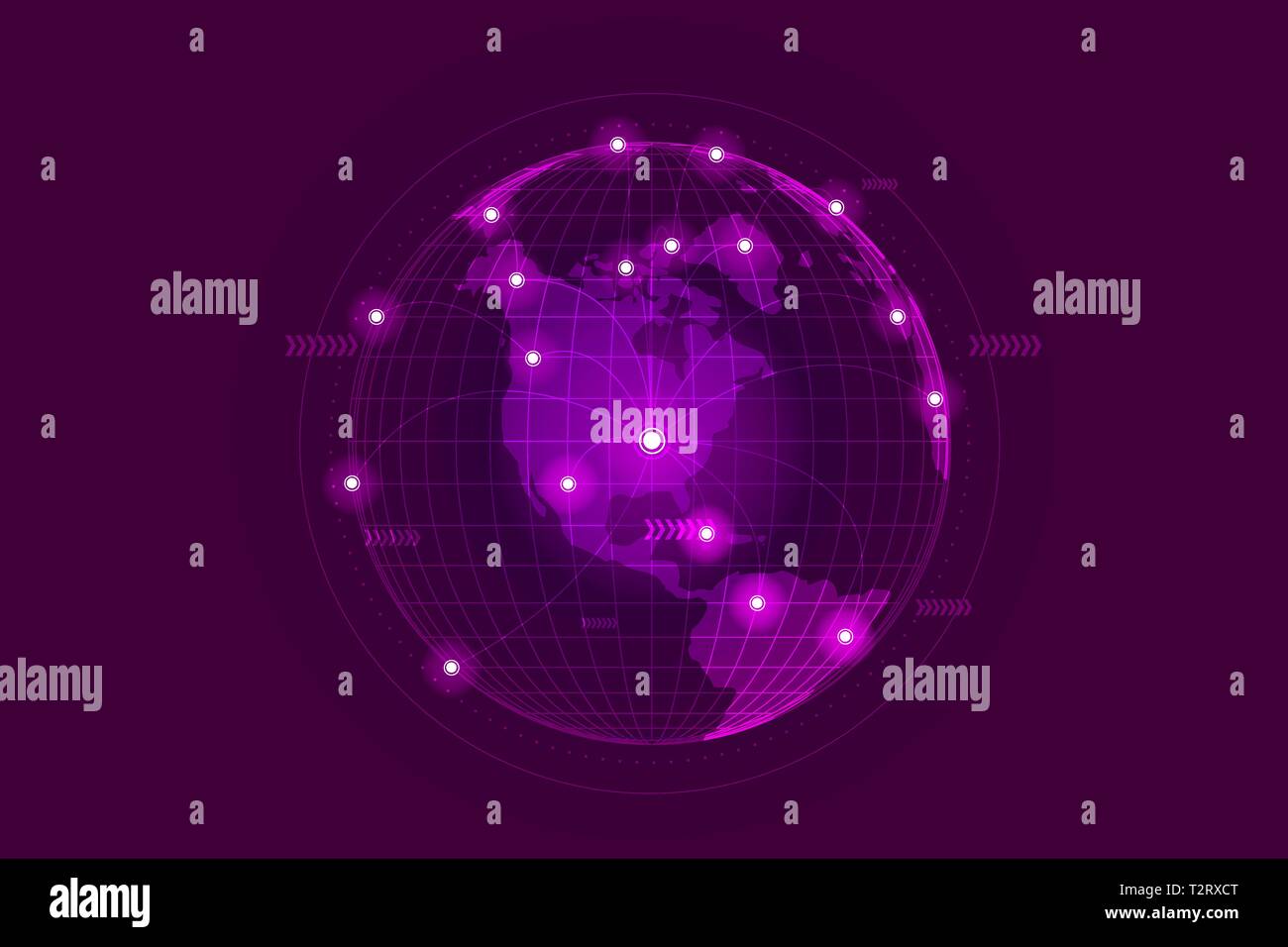 Global business network connection. World map point and line ...