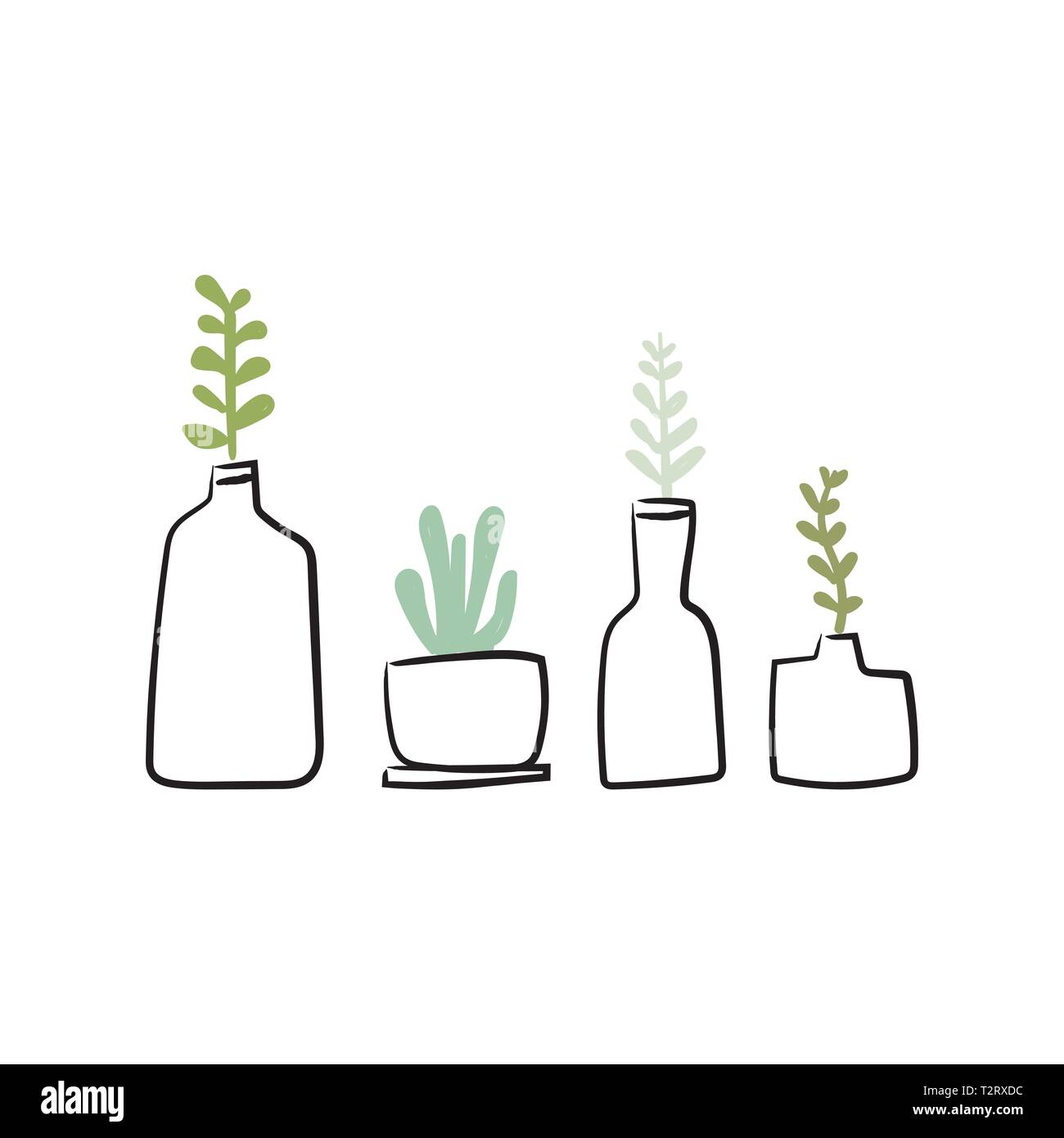 A collection of doodle plants in pots Stock Vector Image & Art - Alamy