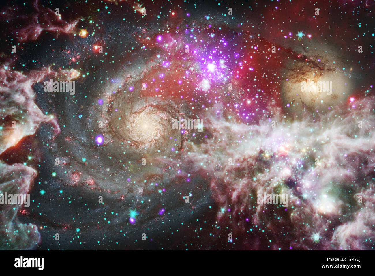 Galaxies, stars and nebulas in awesome space image. Colorful science ...