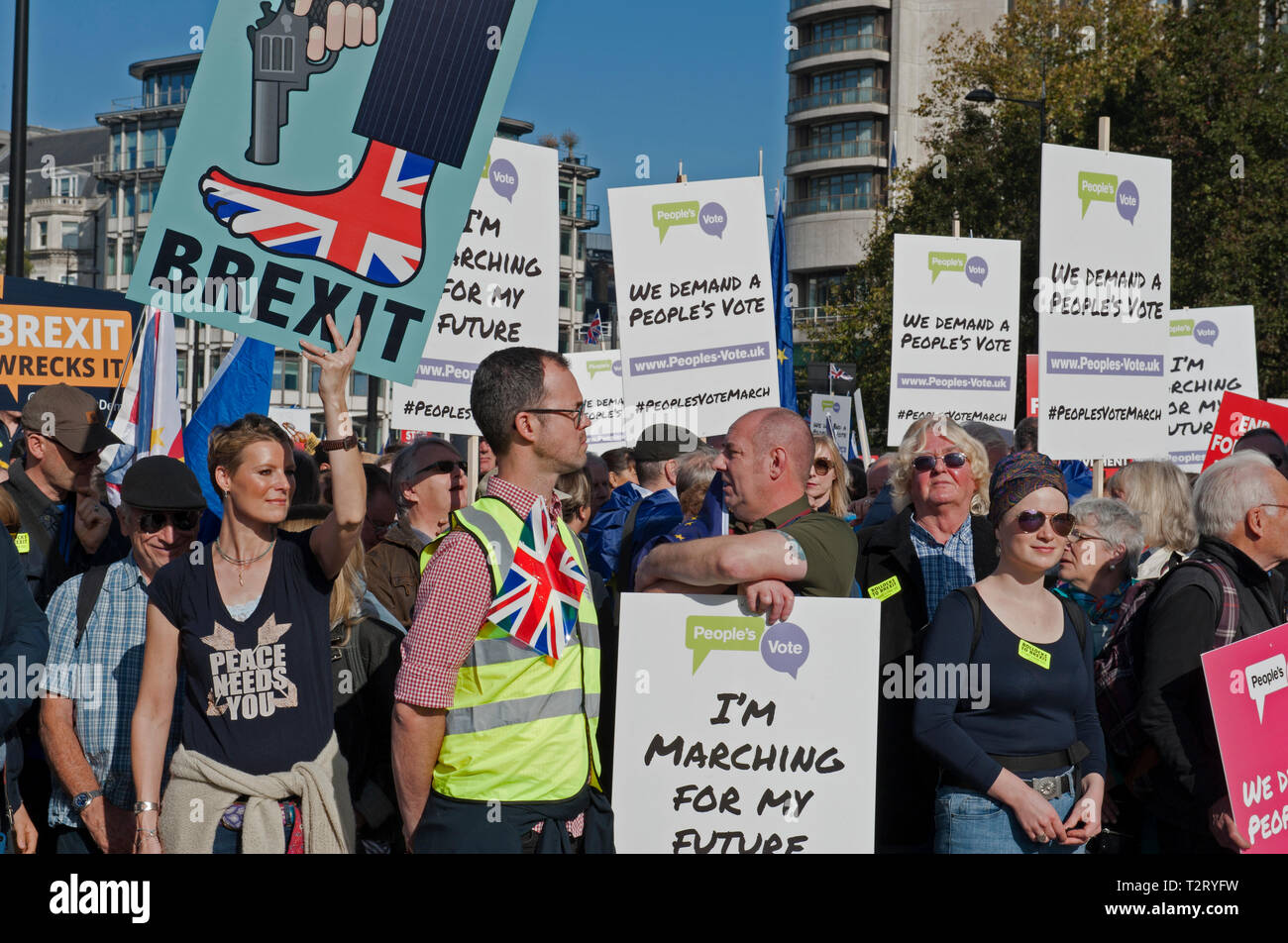 London, England. 20th October, 2018. Shot oneself in the foot. People's ...