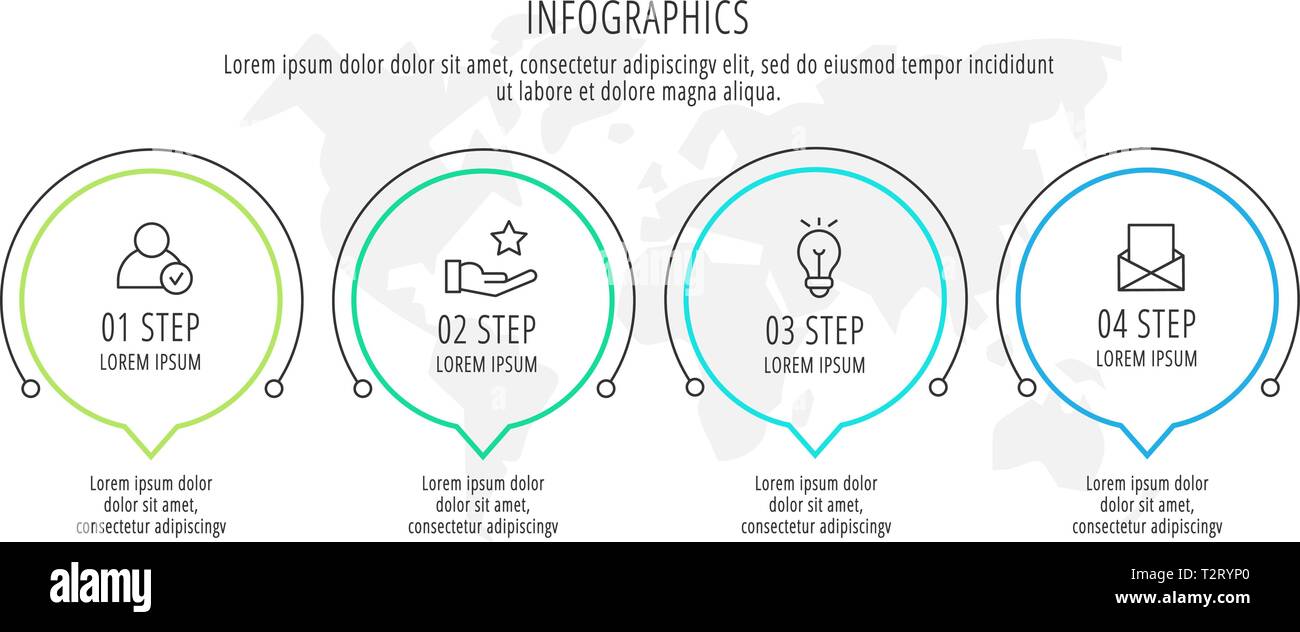 Modern line vector illustration. Infographic circles template with four ...